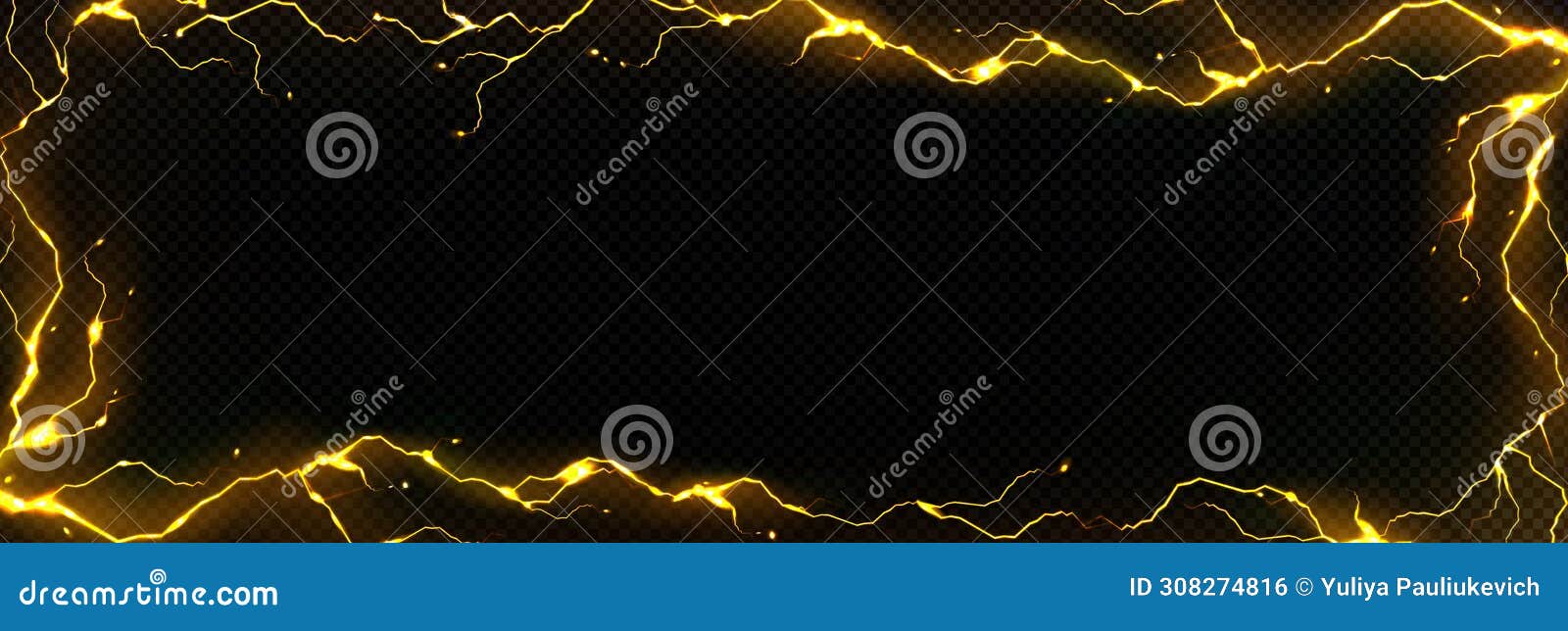 Yellow Lightning Frame on Transparent Background Stock Vector ...
