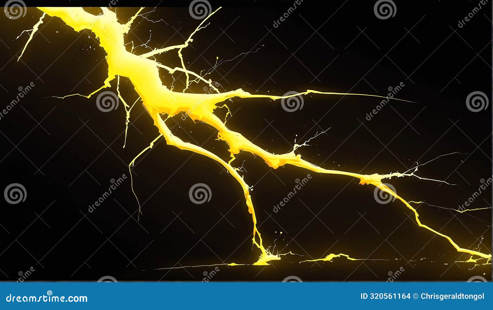 Yellow Lightning Impact Effect on Plain Black Ai Generated Stock ...