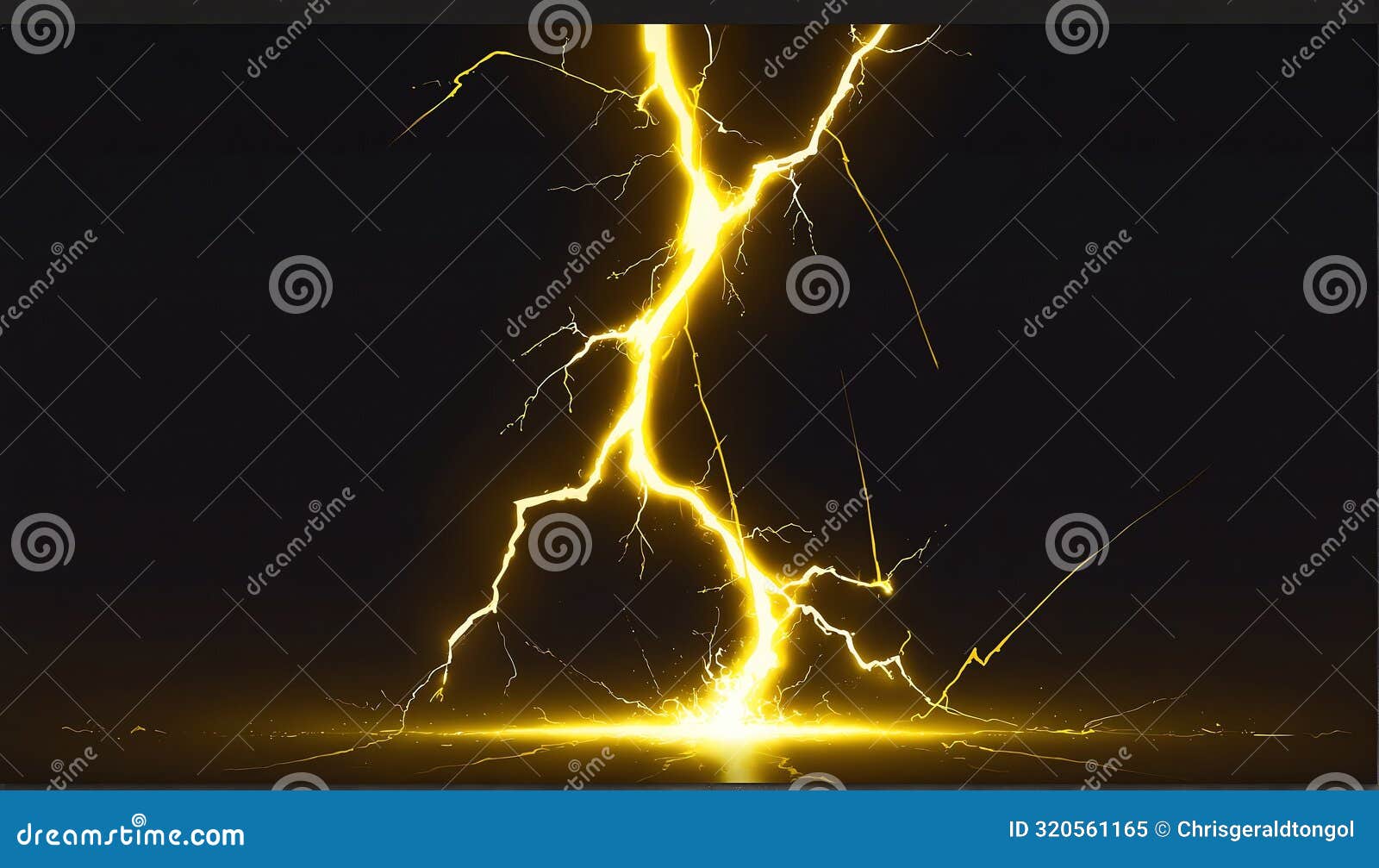 Yellow Lightning Impact Effect on Plain Black Ai Generated Stock ...
