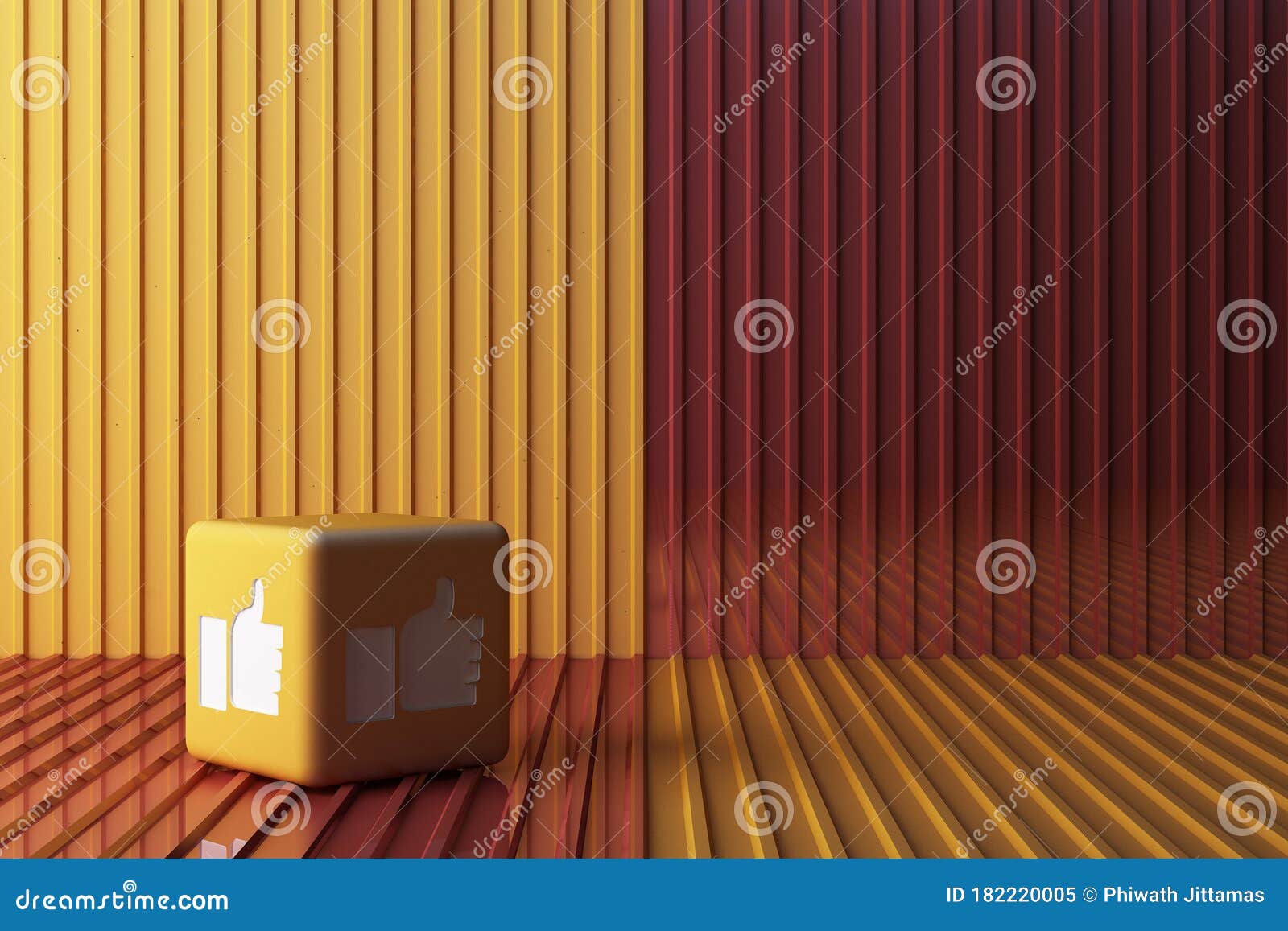 Yellow Like Icon 3d Box with White Background. Stock Illustration ...