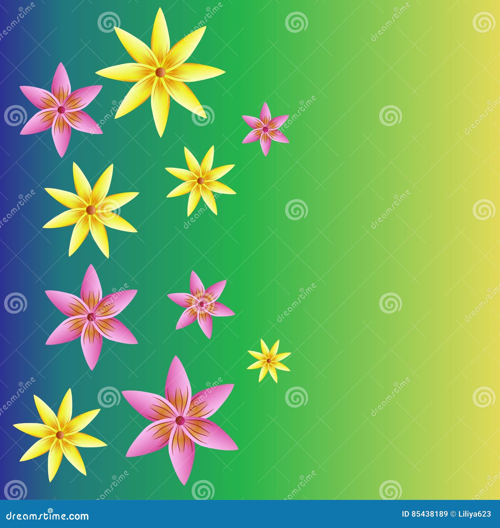 Yellow and Lilac Flowers on Colorful Background. Stock Vector ...