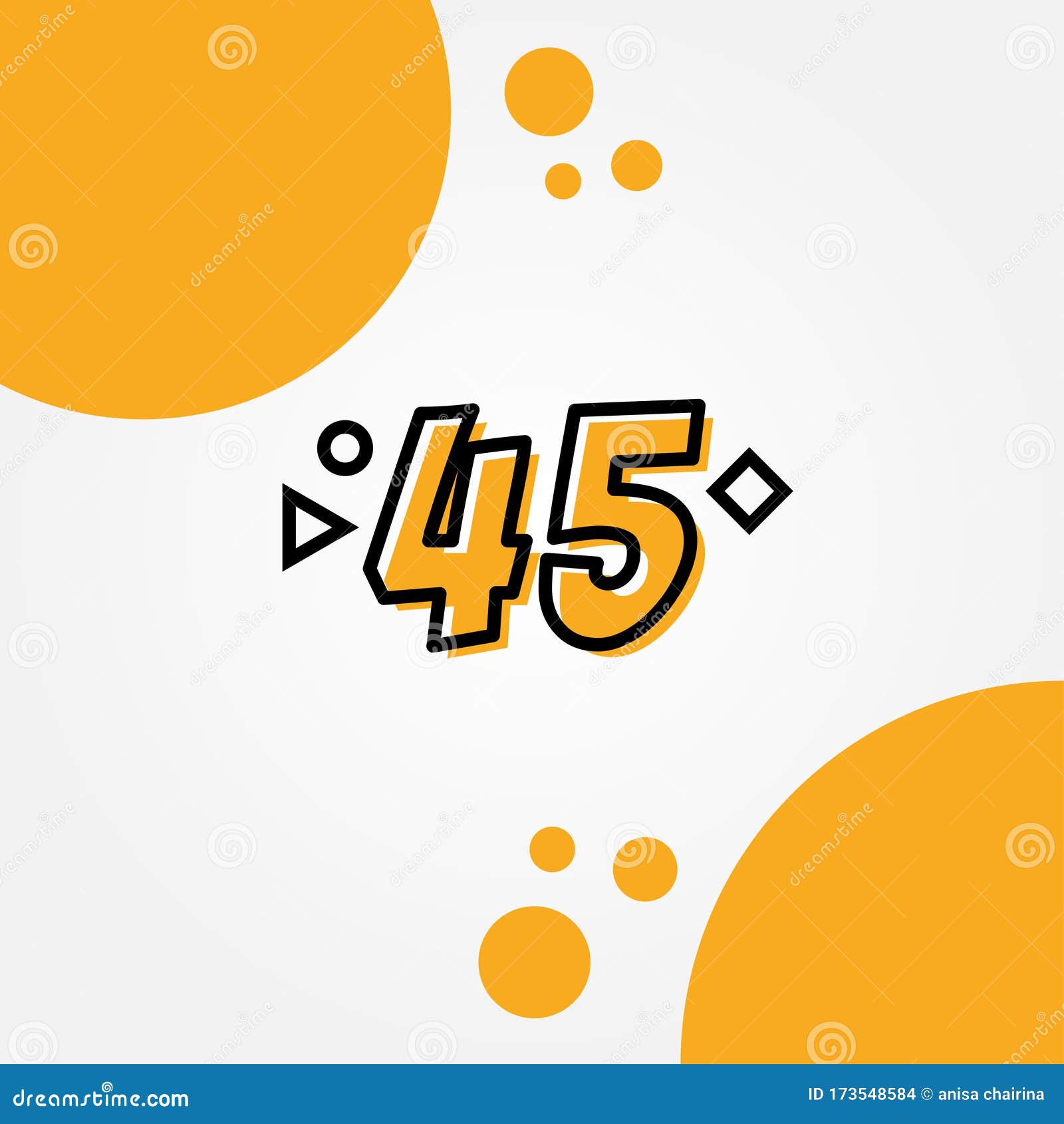 45 Yellow Line Anniversary Numbers Design Stock Vector - Illustration ...