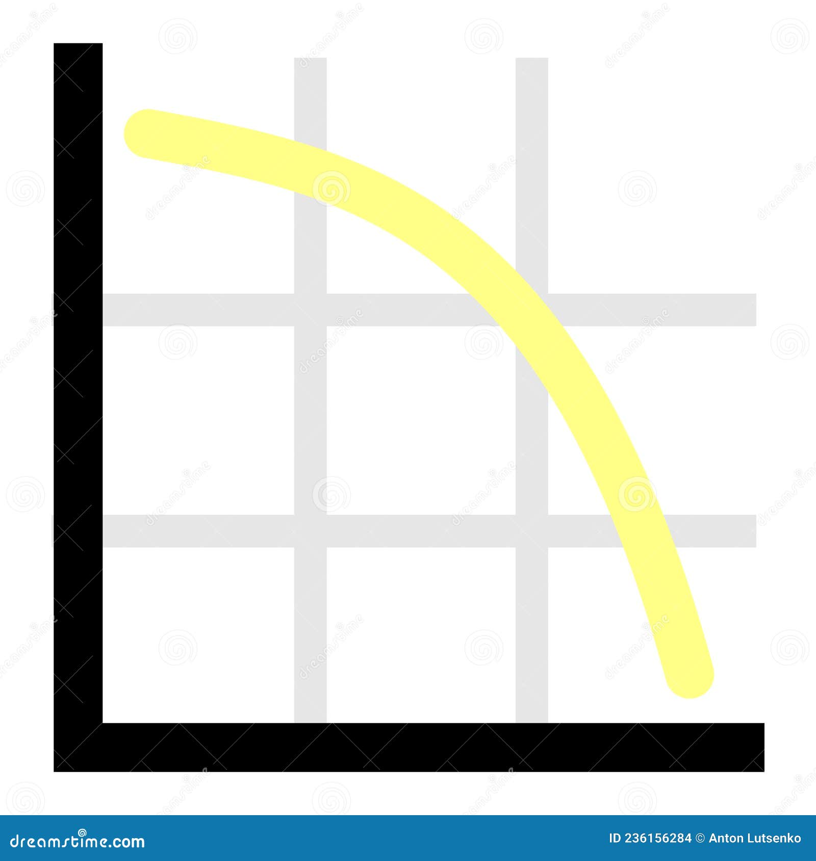 Yellow Line Decreasing Graph, Falling Graphics Down Stock Vector ...