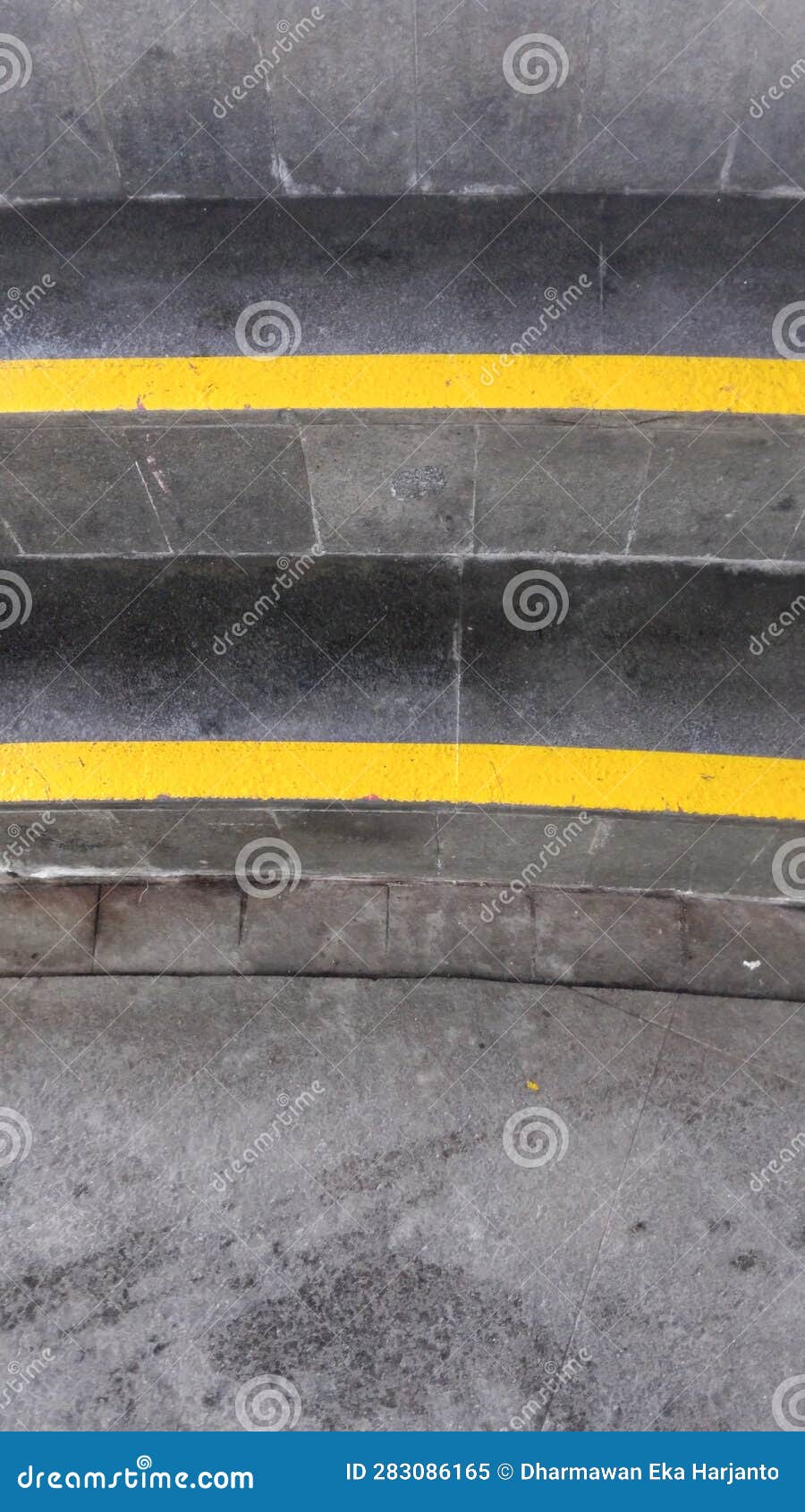 Yellow Line on Each Concrete Step Stock Image - Image of design ...