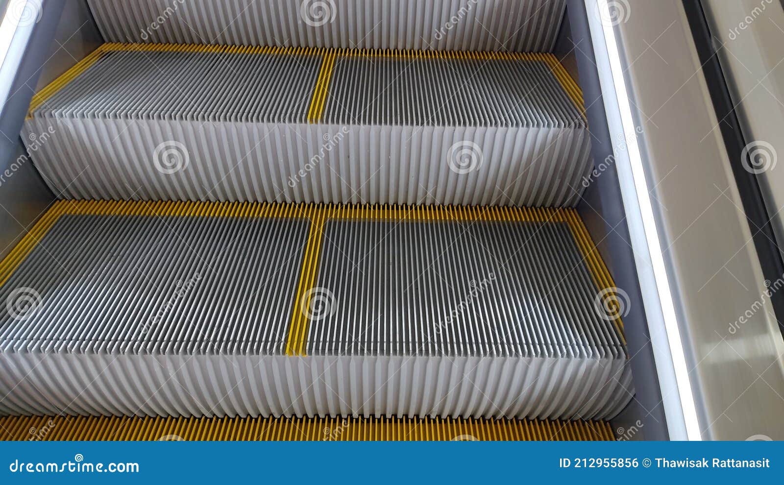 The Yellow Line on the Escalator, Stock Photo - Image of indoors, iron ...