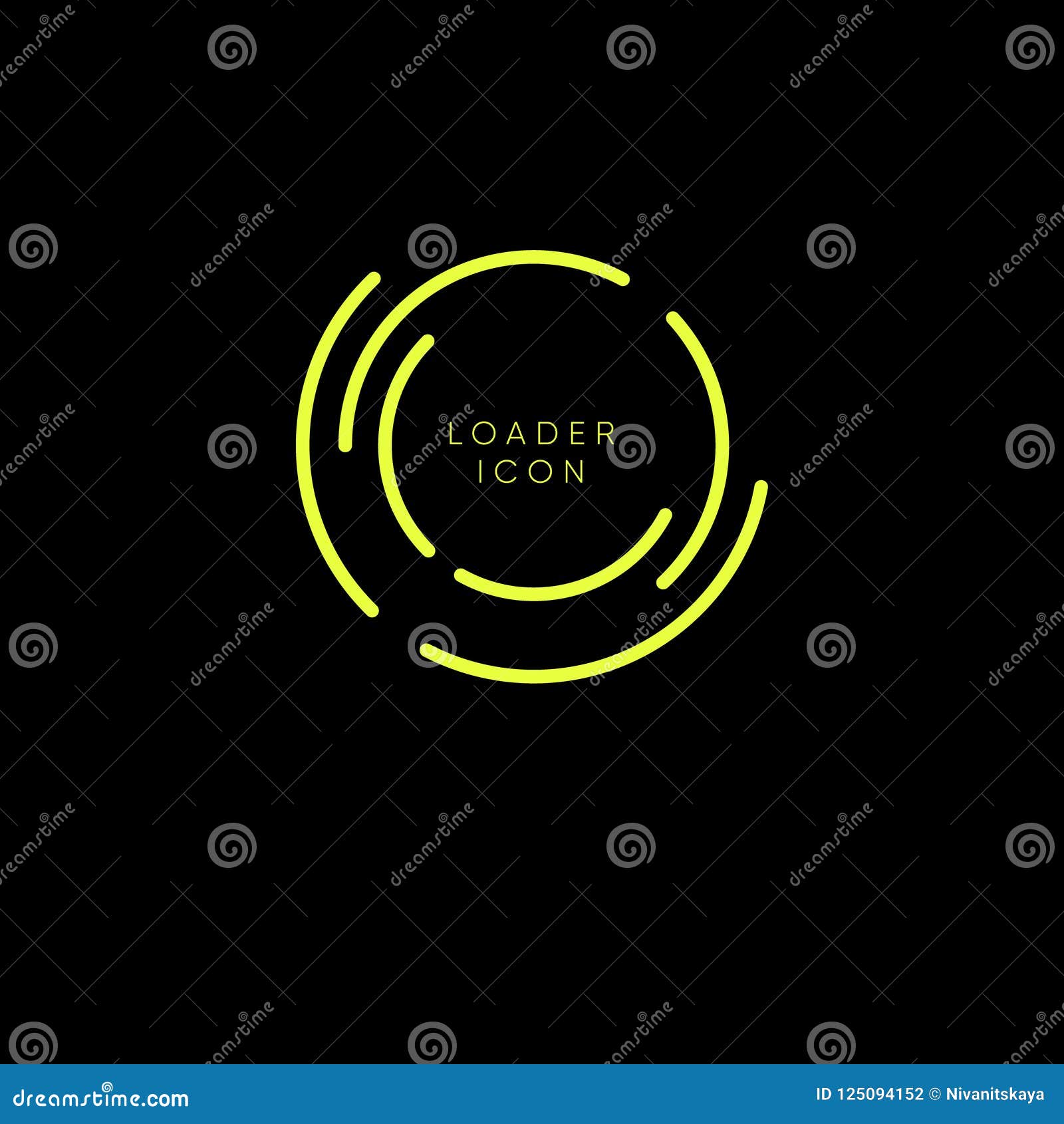 Yellow Line Loading Icon, Isolated On A Dark Background. Flat Design ...