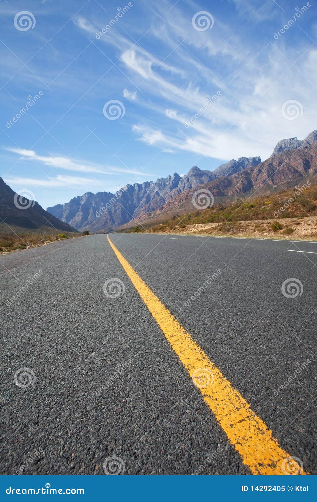 Yellow Line Road stock image. Image of bush, clouds, road - 14292405