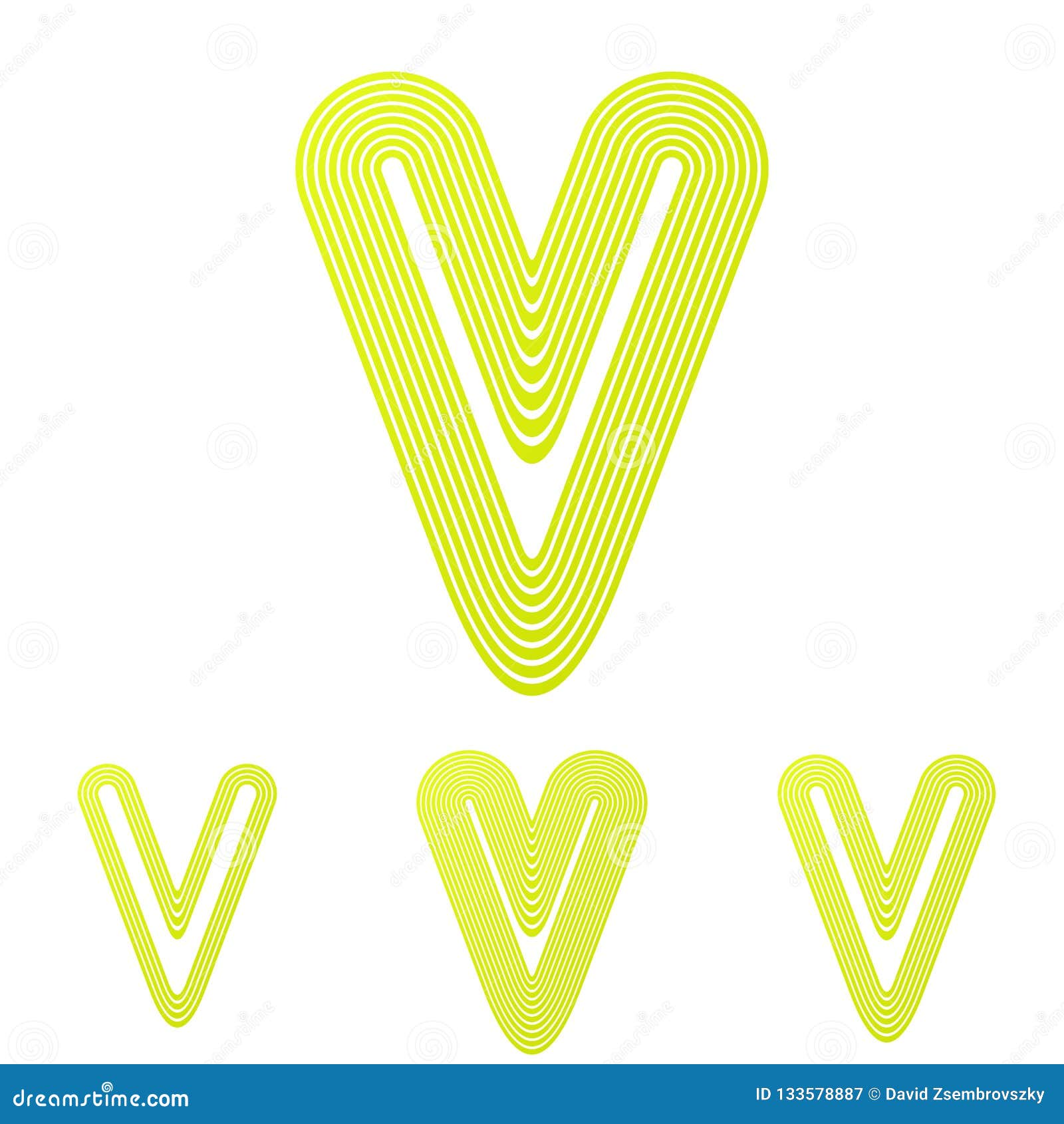 Yellow Line V Logo Design Set Stock Vector - Illustration of alphabet ...