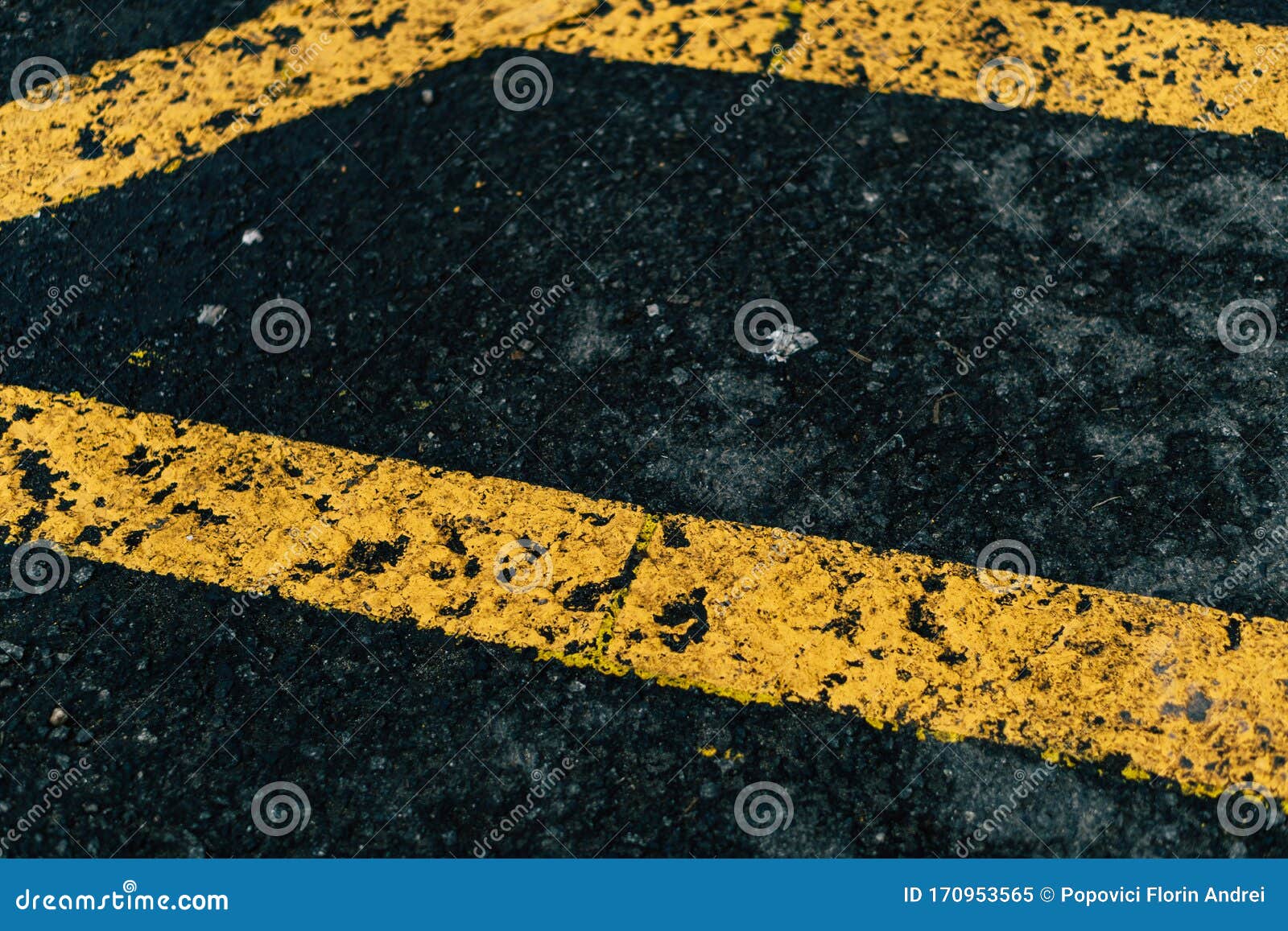 Yellow Lines on Asphalt Texture Close Up Stock Image - Image of road ...