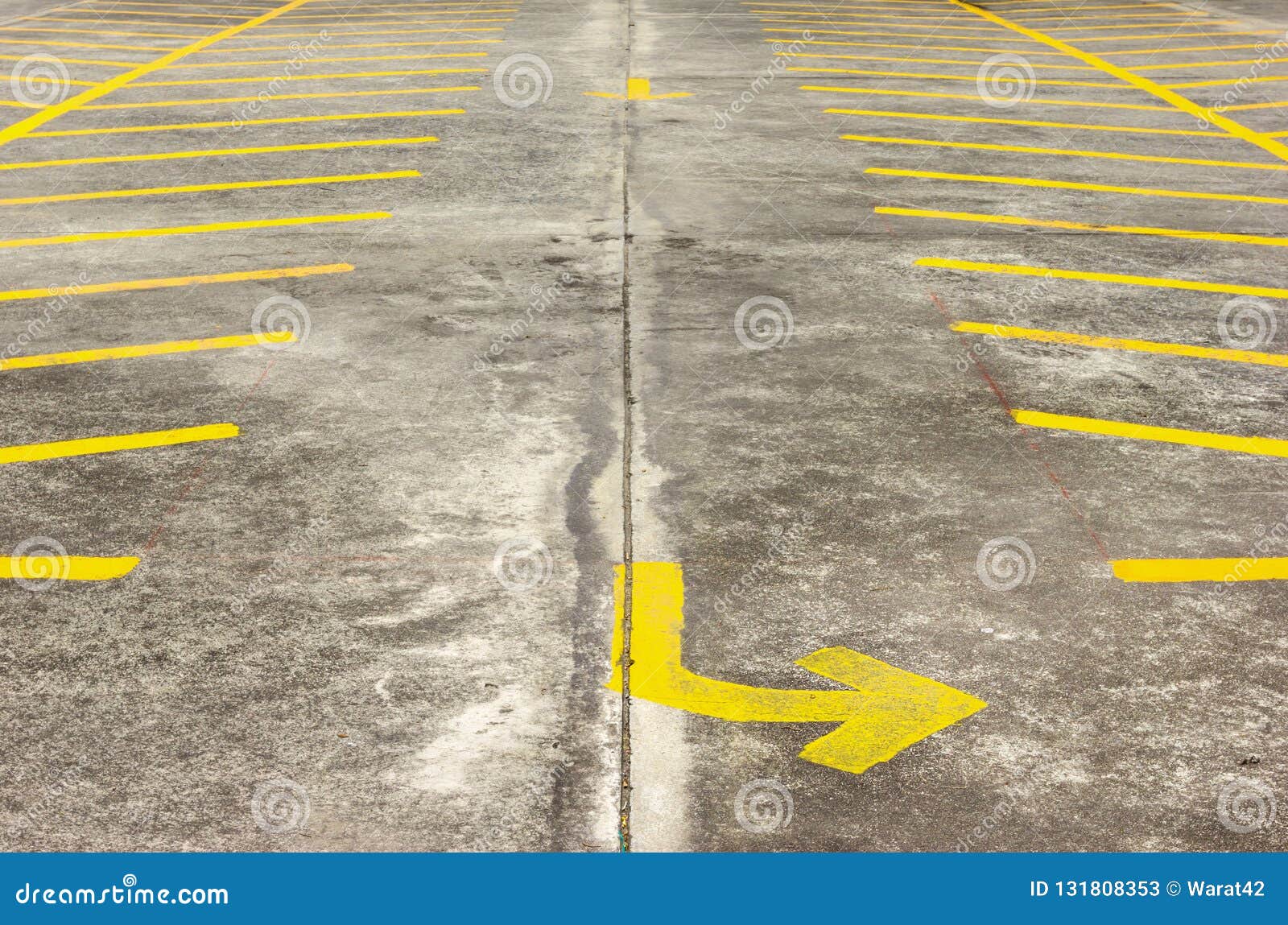 Yellow Lines Parking on Concrete Background Stock Image - Image of park ...
