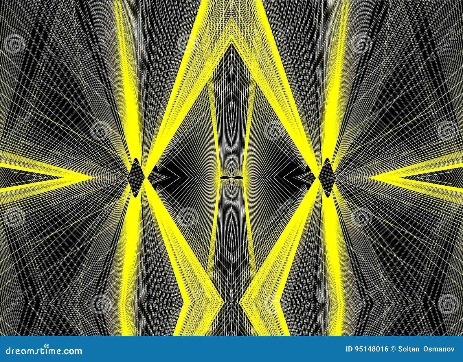 Yellow Lines and Patterns on a Black Background Stock Illustration ...
