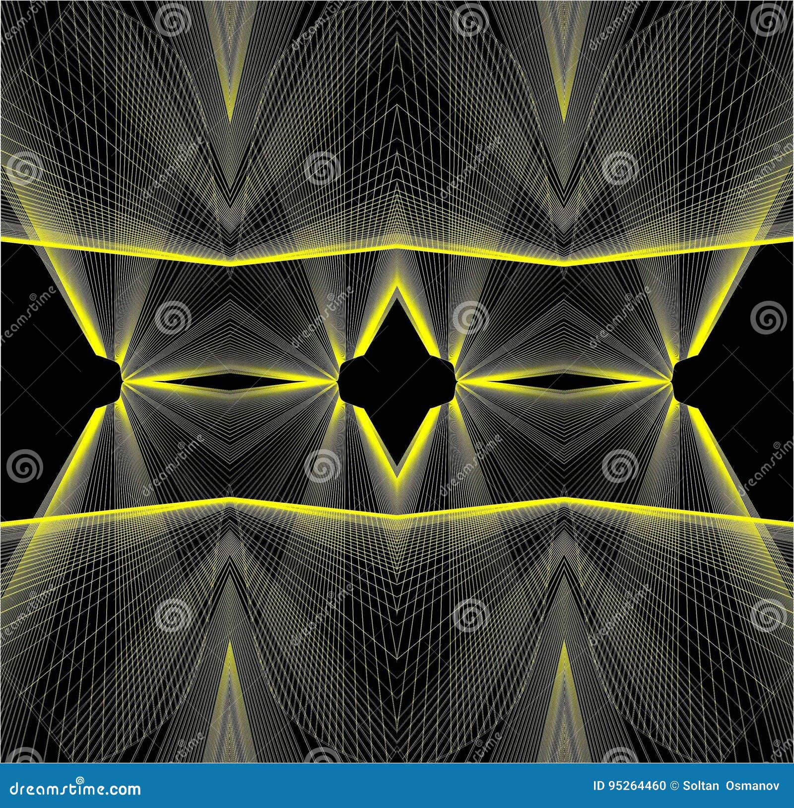 Yellow Lines and Patterns on a Black Background Stock Illustration ...
