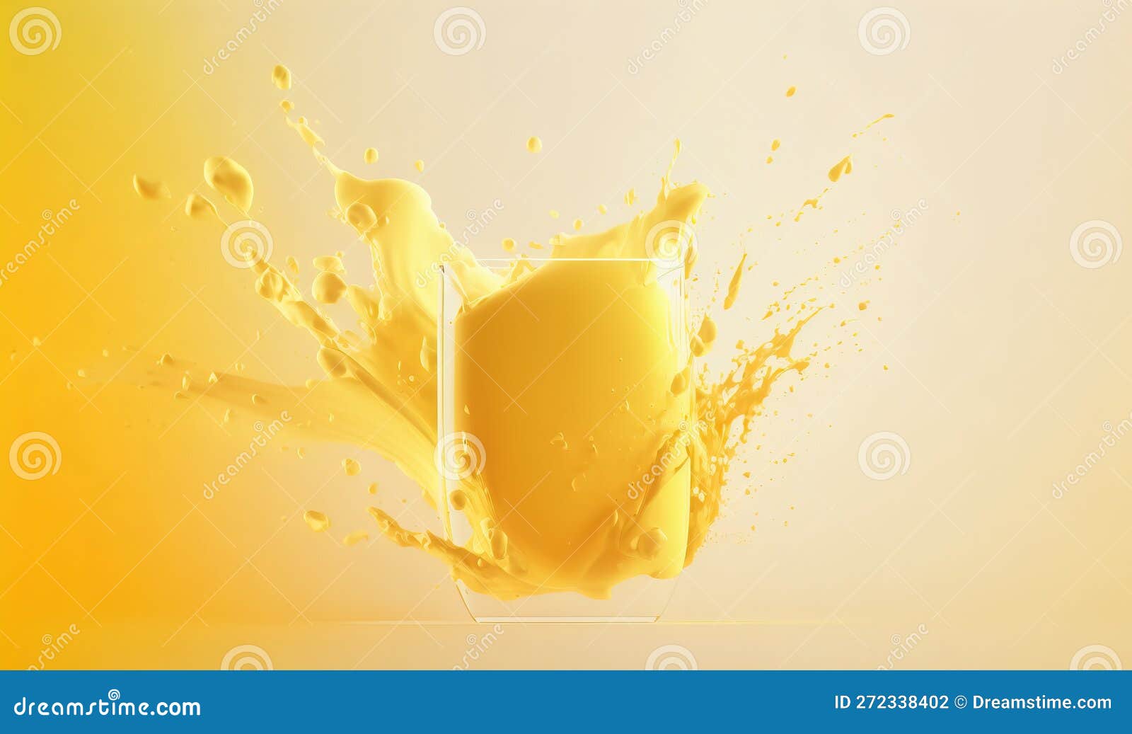 A Yellow Liquid Splashing Out of a Glass on a Yellow Background Stock ...