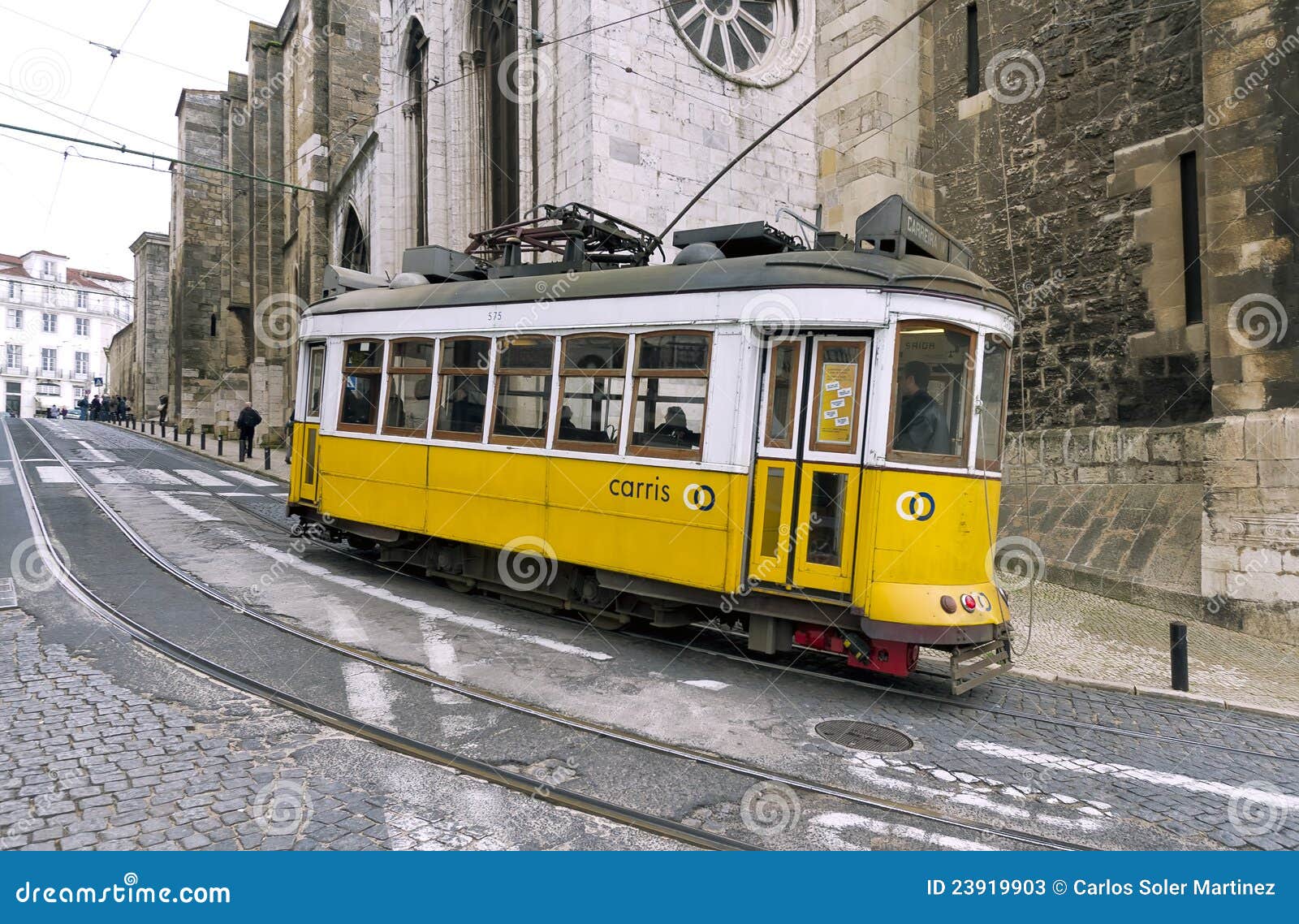 Yellow Lisbon tram 28 editorial stock photo. Image of historic - 23919903