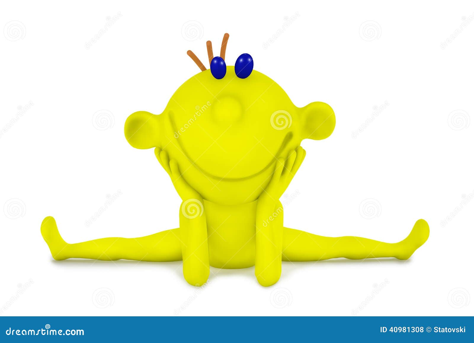 Yellow little man thinks stock illustration. Illustration of yellow ...