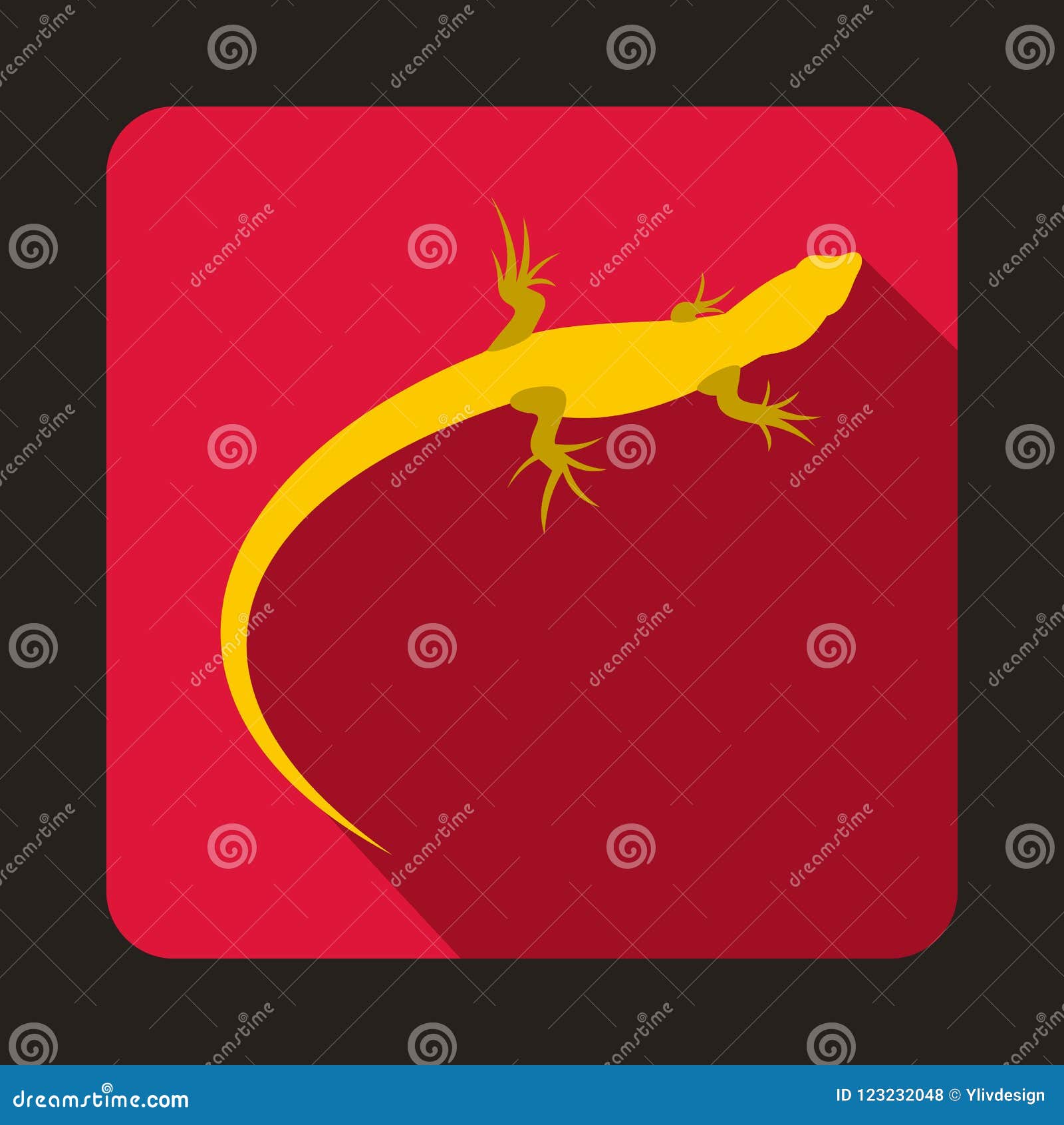Yellow Lizard Icon, Flat Style Stock Illustration - Illustration of ...