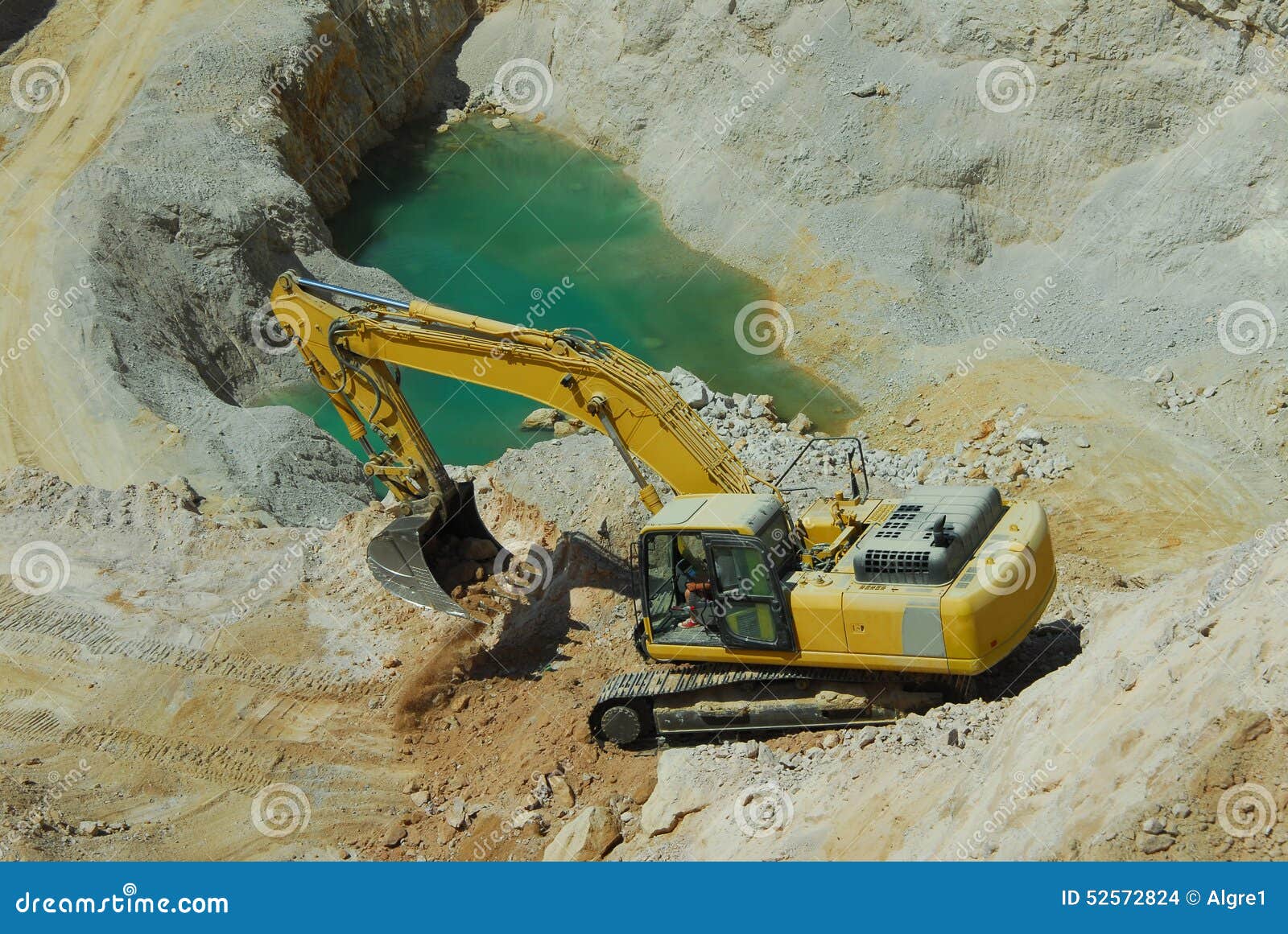 Yellow loader, dredge stock photo. Image of power, scoop - 52572824