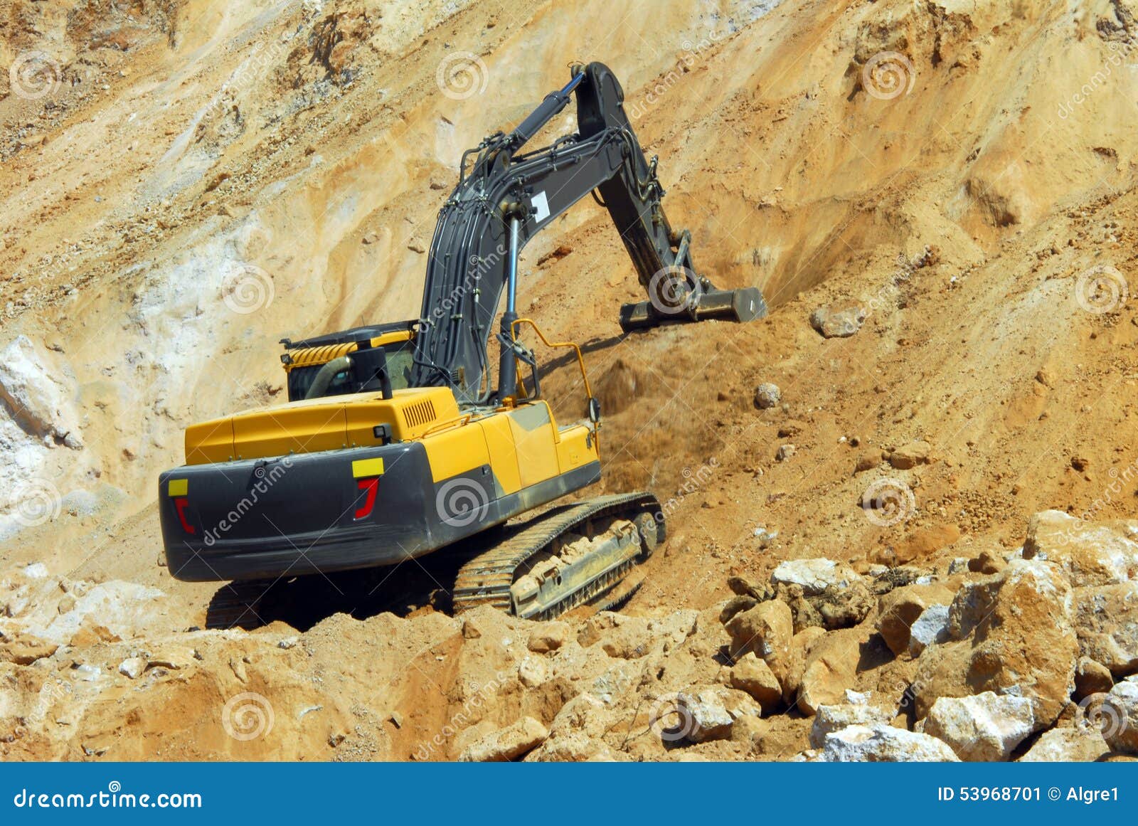 Yellow loader, dredge stock image. Image of heavy, dredge - 53968701