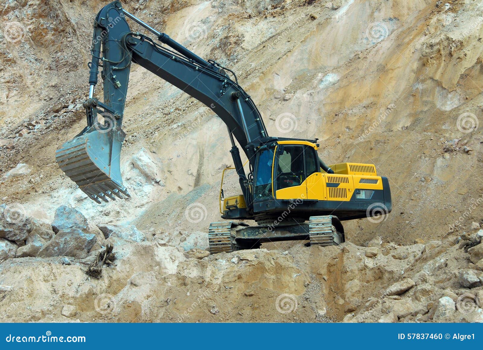 Yellow loader, dredge stock photo. Image of mining, industry - 57837460