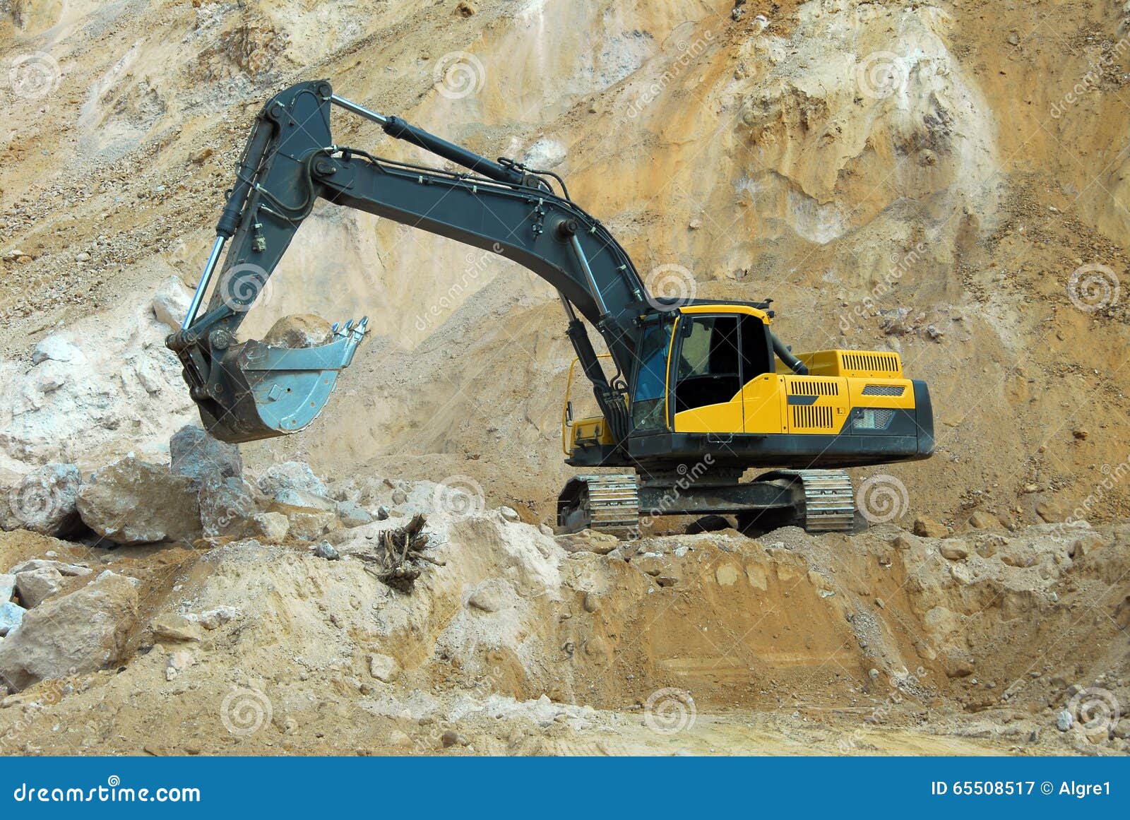 Yellow loader, dredge stock image. Image of ground, dredge - 65508517