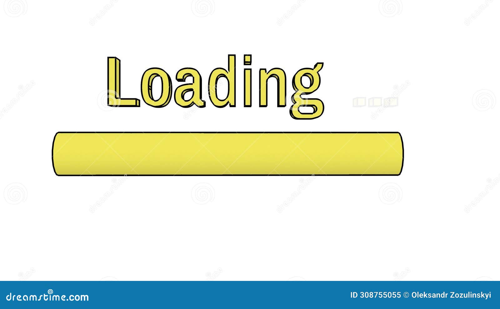Yellow Loading Cartoon Style on White Back 3d Stock Illustration ...