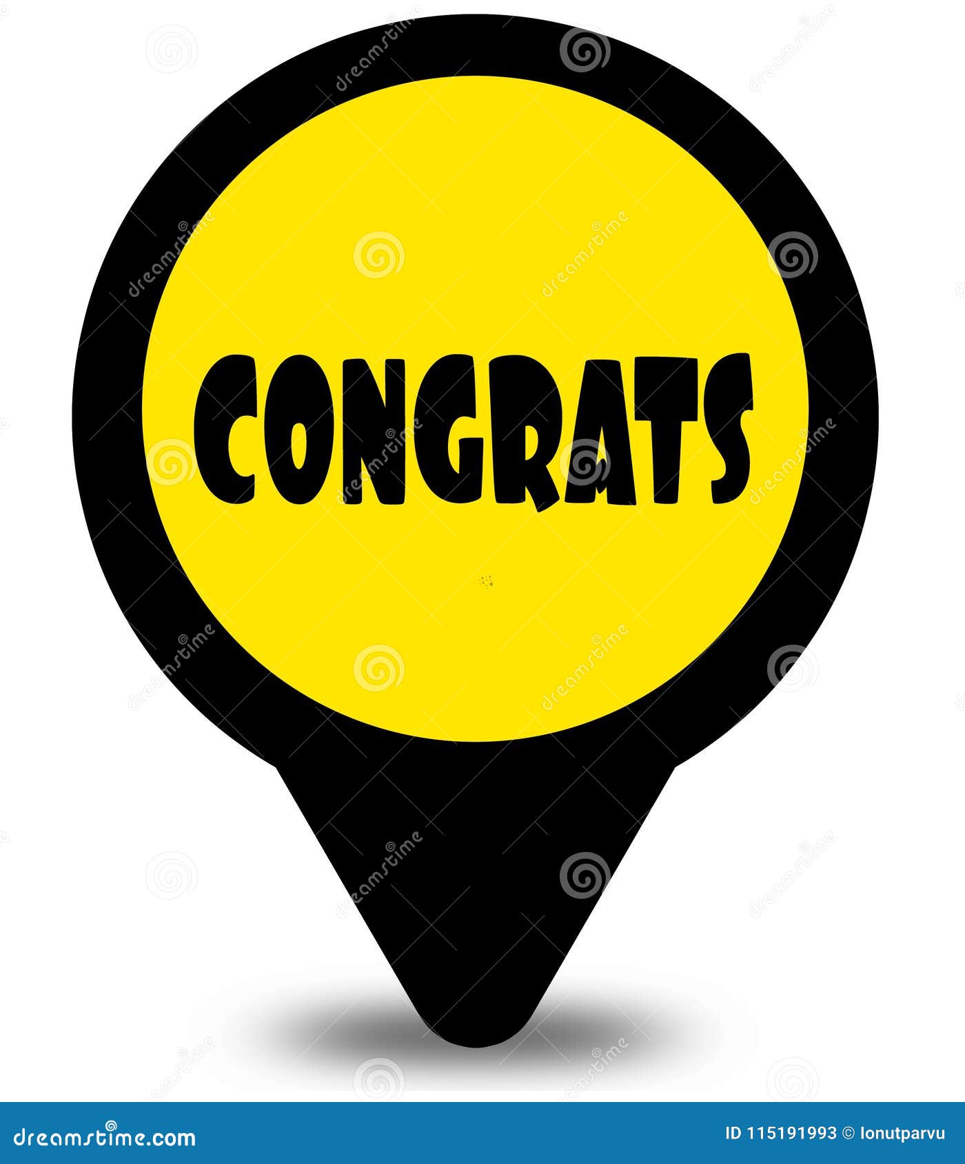 Yellow Location Pointer Design with CONGRATS Text Message Stock ...