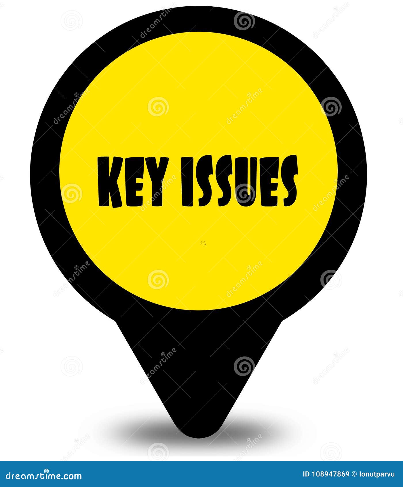 Yellow Location Pointer Design with KEY ISSUES Text Message Stock ...