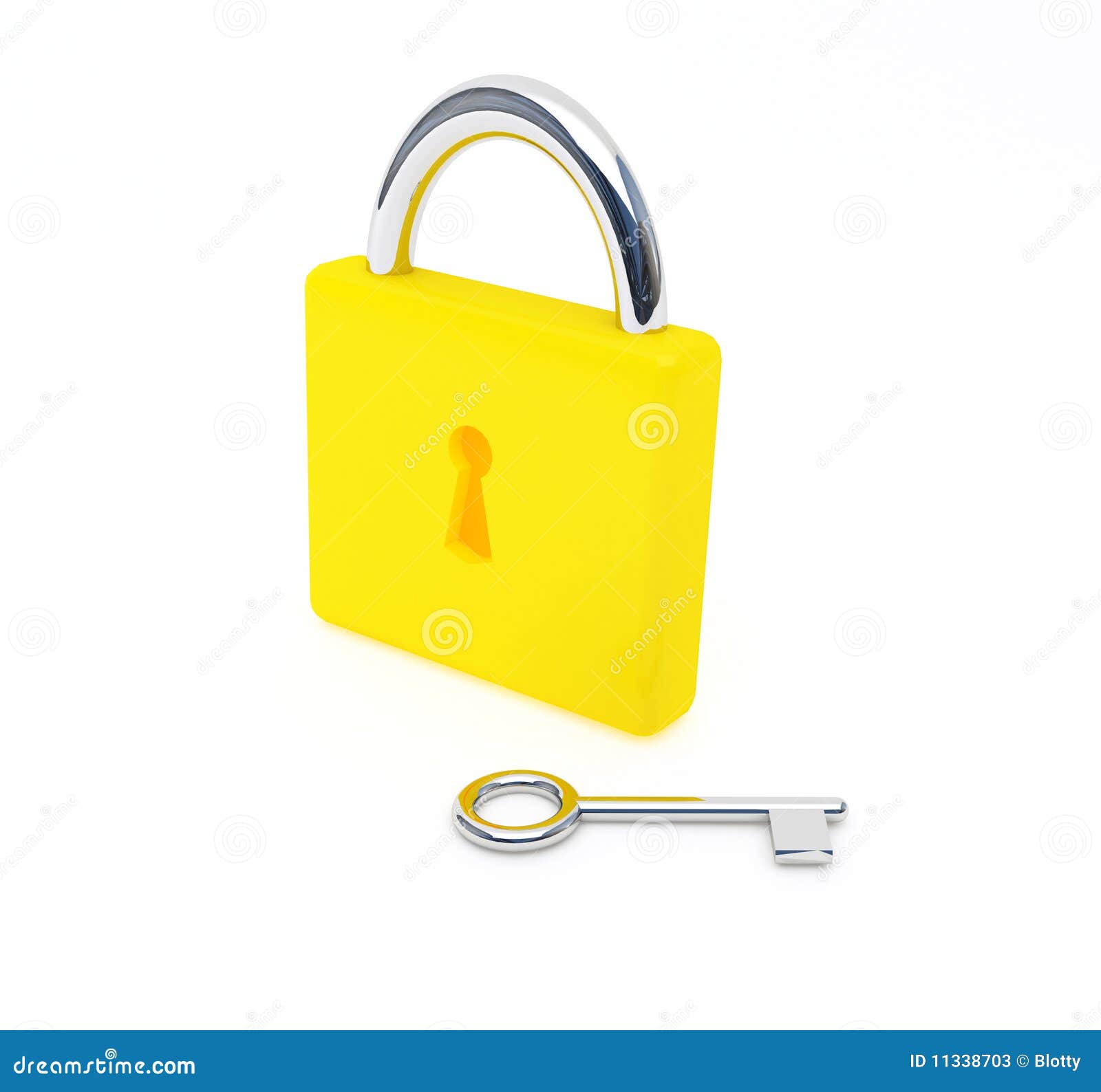 Yellow lock with key stock illustration. Illustration of accessibility ...