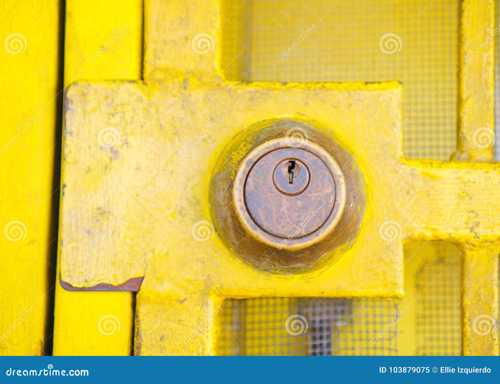 Yellow lock stock image. Image of gate, locked, lock - 103879075