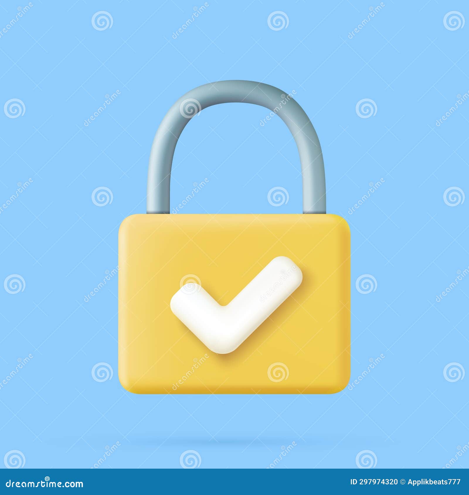 Yellow Locked Padlock Icon with White Check Symbol Stock Vector ...