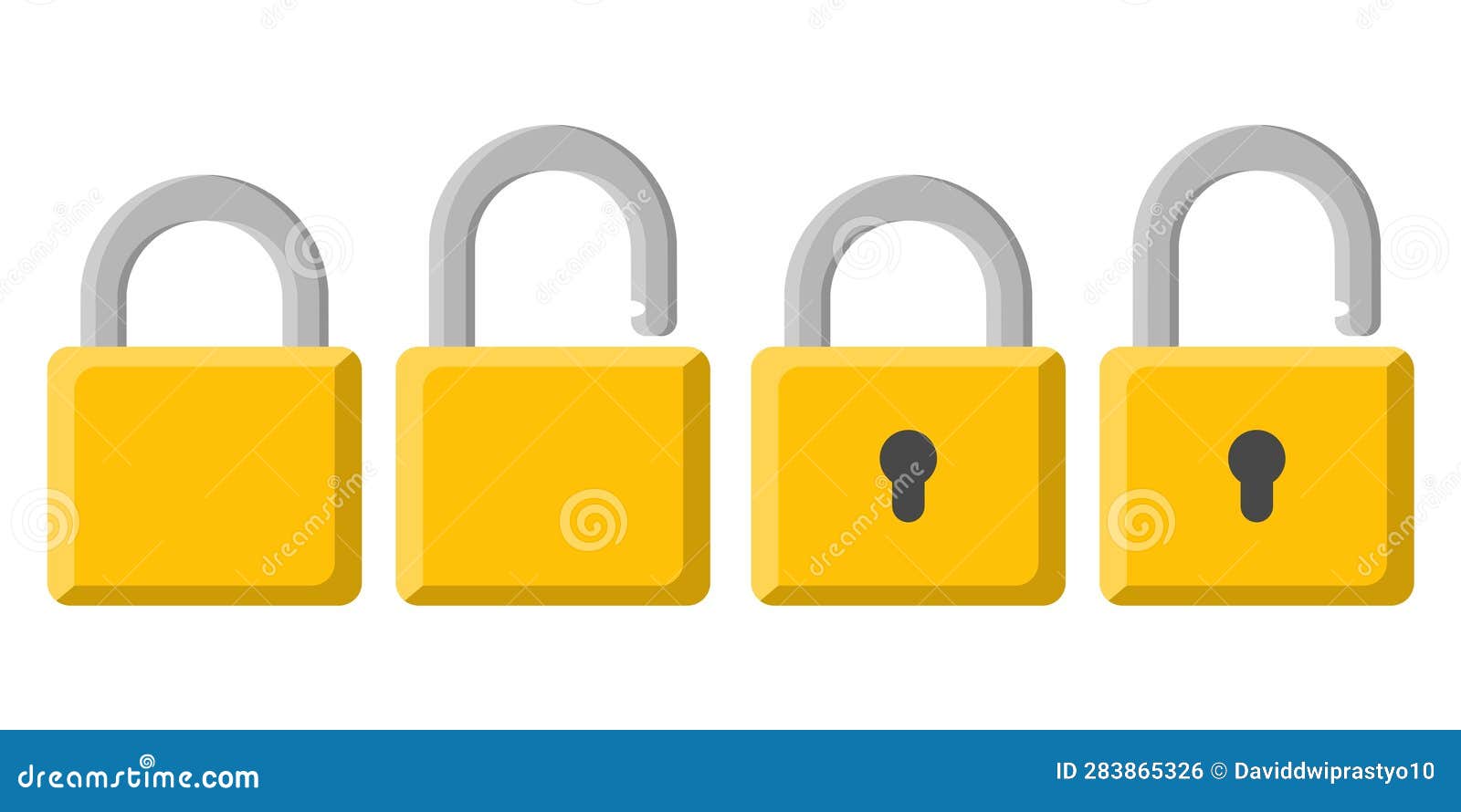 Yellow Locked and Unlocked Padlock Vector Stock Vector - Illustration ...