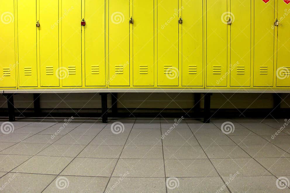 Yellow locker room stock photo. Image of club, lock, teen - 28797674