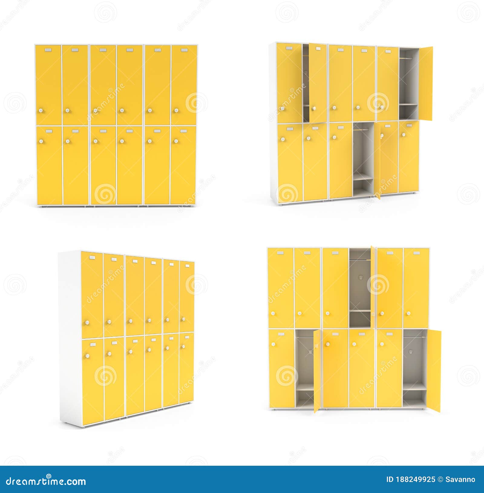 Lockers With One Open And Closed Door. Outline Drawing Cartoon Vector ...