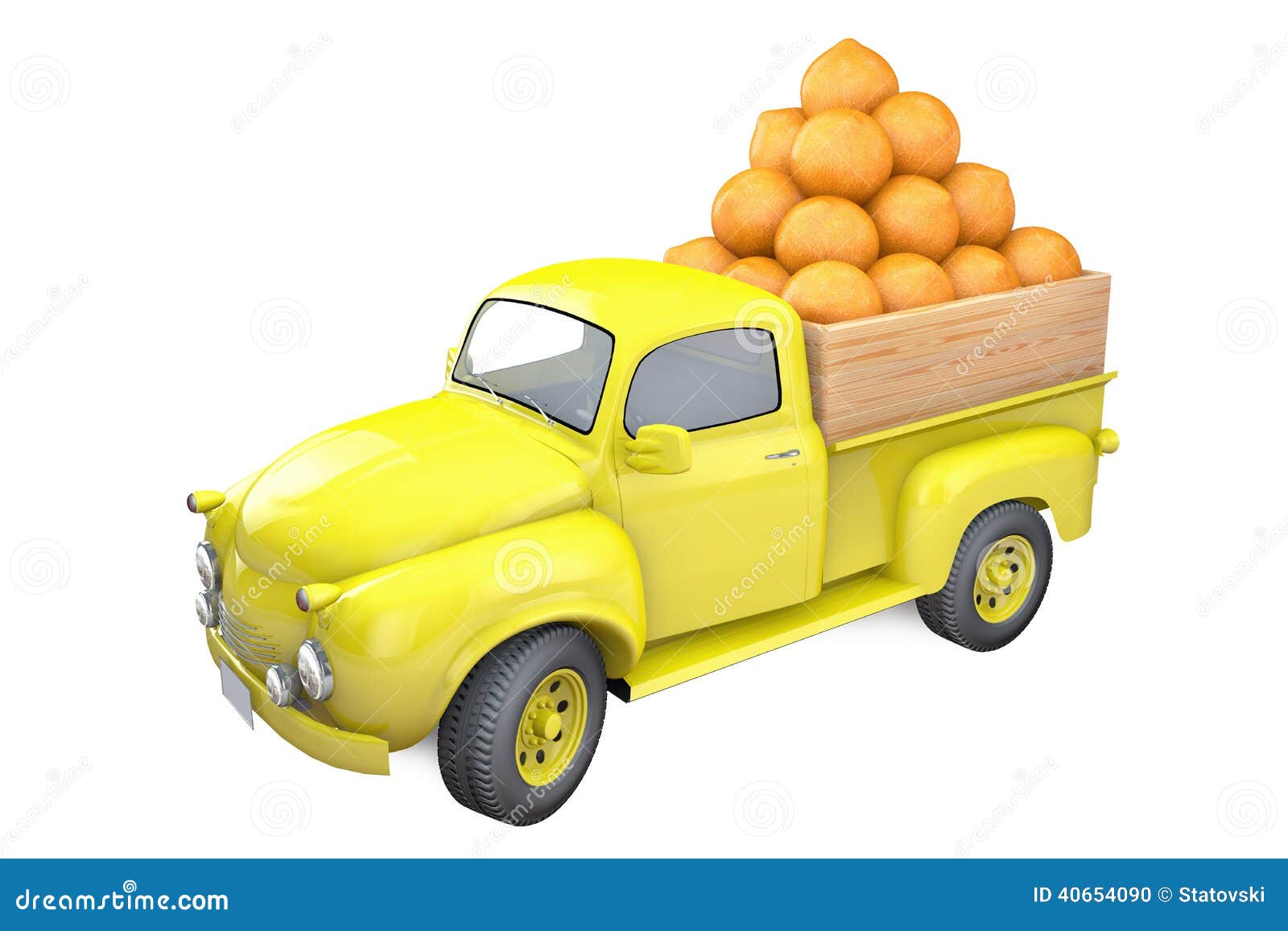 Yellow Lorry with Ripe Orange Stock Illustration - Illustration of ...