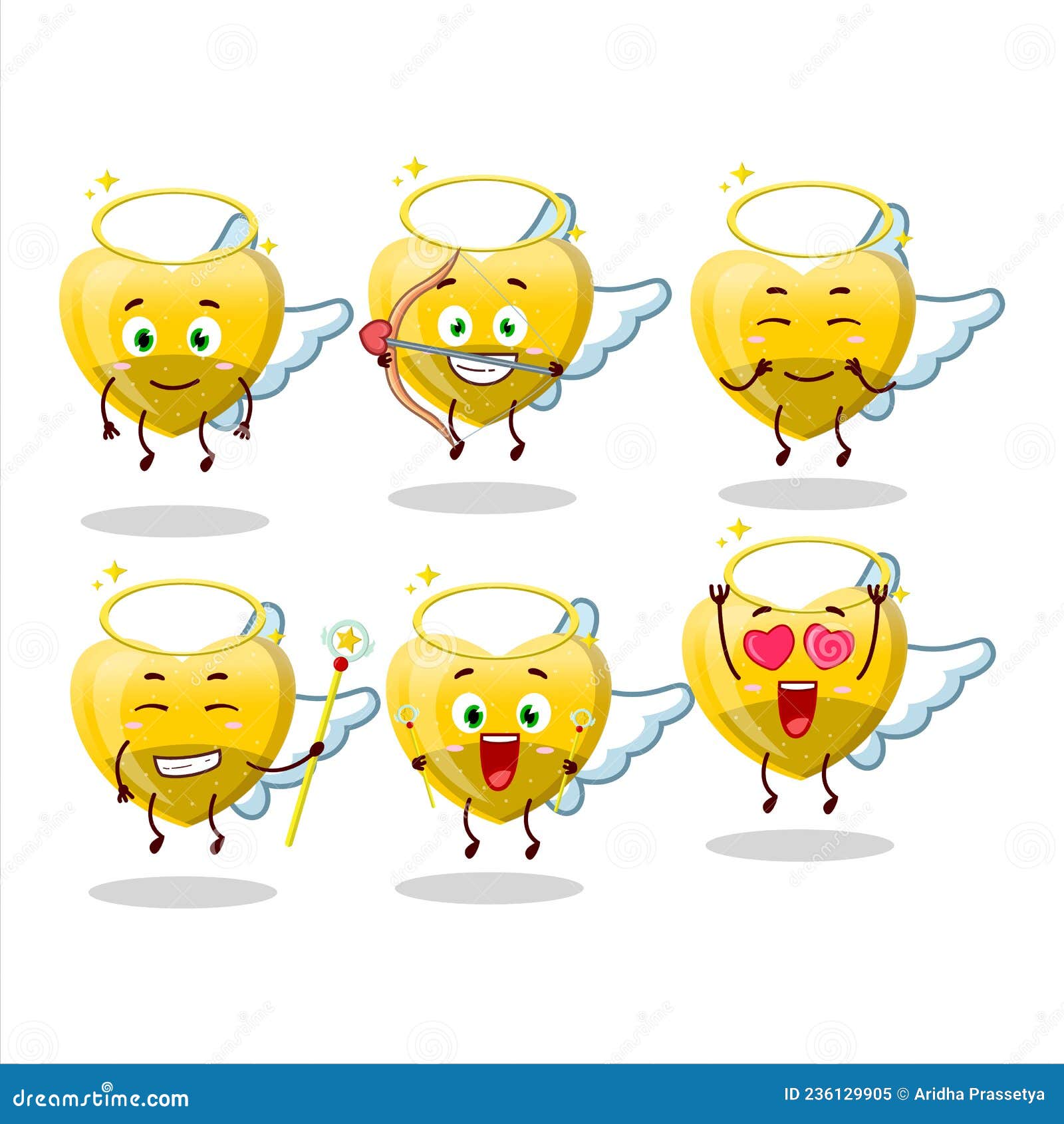 Yellow Love Gummy Candy Cartoon Designs As A Cute Angel Character Stock