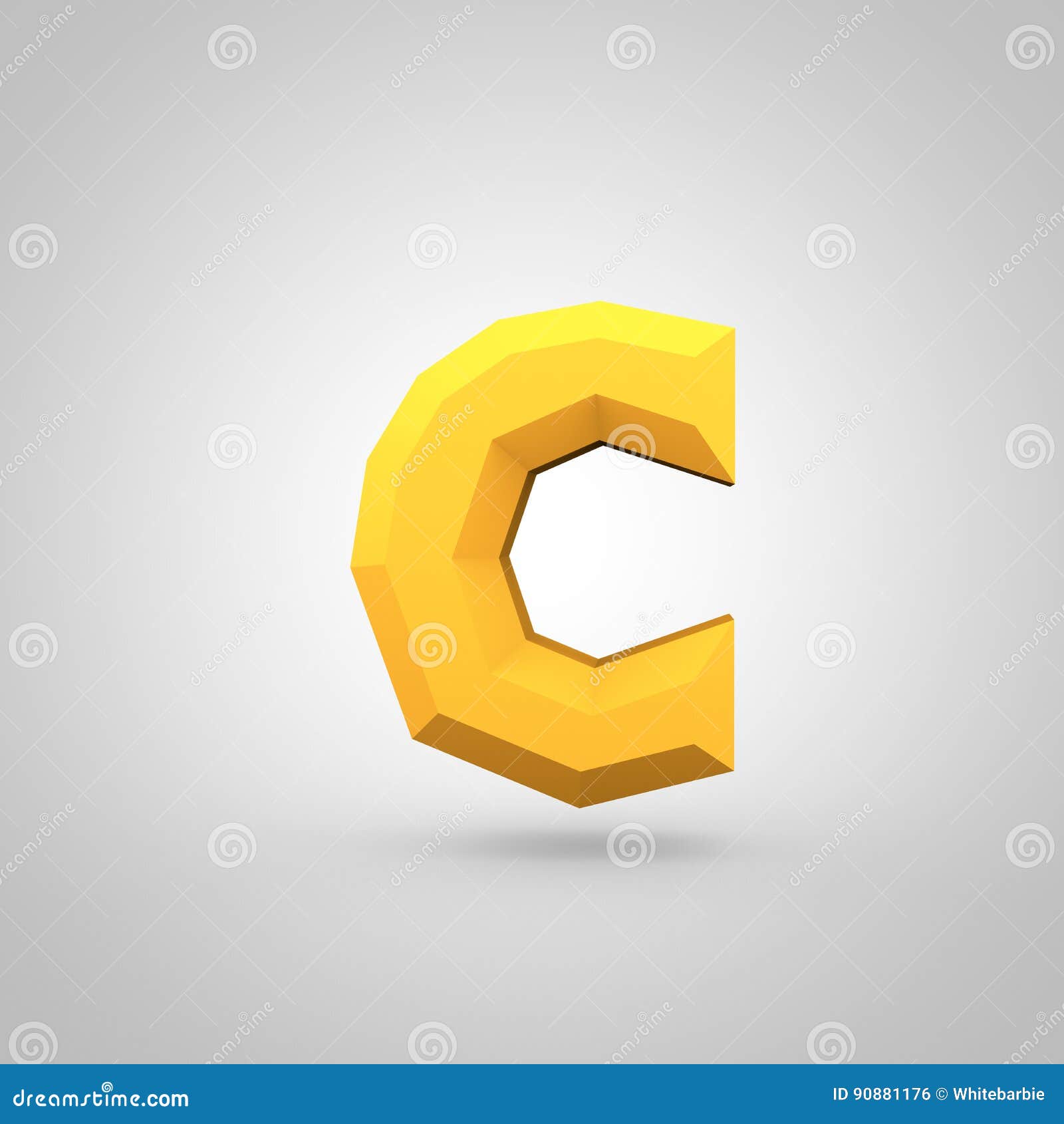 Yellow Low Poly Alphabet Letter C Lowercase Isolated on White ...