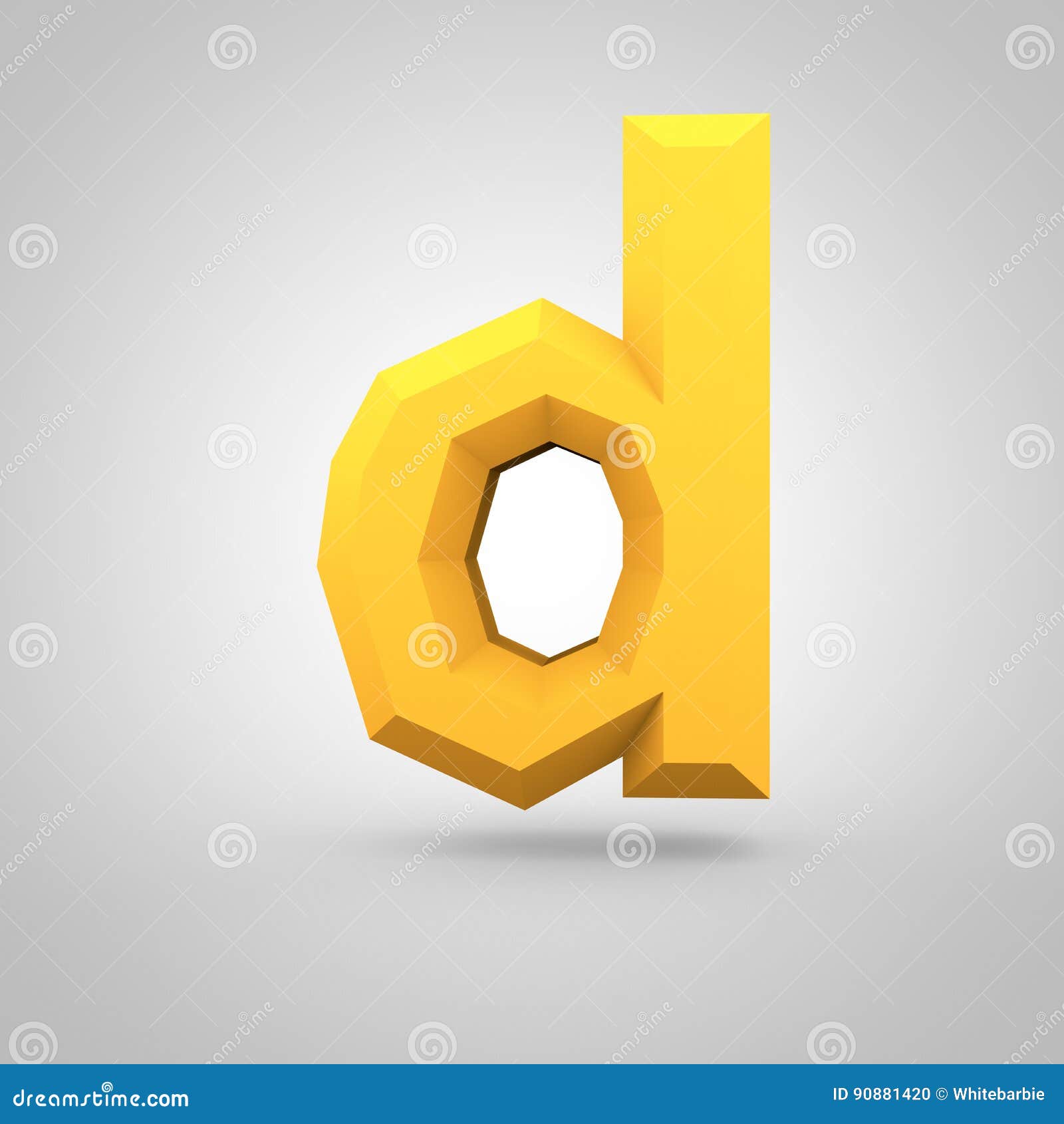 Yellow Low Poly Alphabet Letter D Lowercase Isolated on White ...