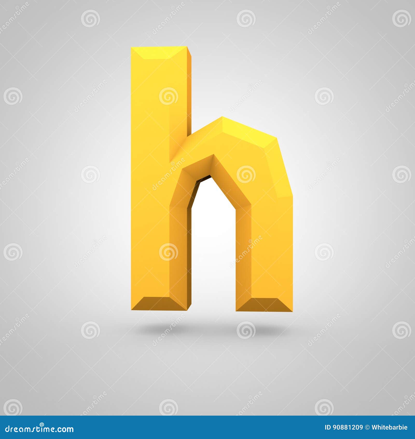 Yellow Low Poly Alphabet Letter H Lowercase Isolated on White ...