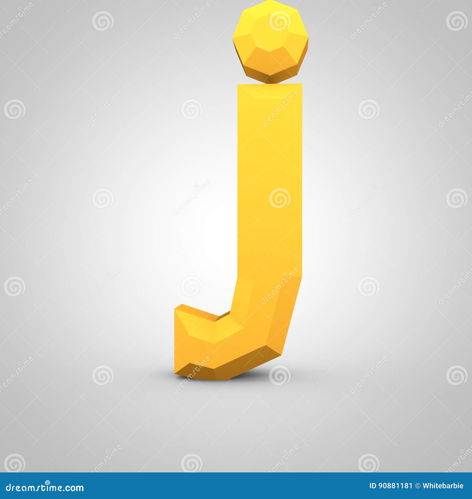 Yellow Low Poly Alphabet Letter J Lowercase Isolated on White ...