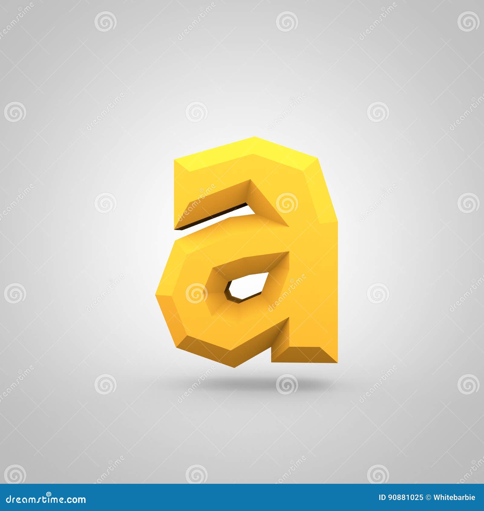 Yellow Low Poly Alphabet Letter a Lowercase Isolated on White ...