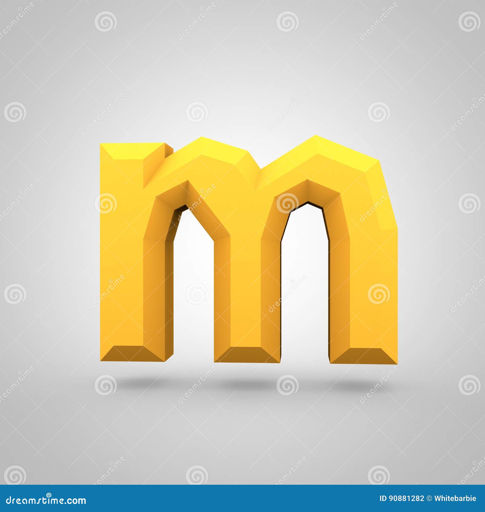 Yellow Low Poly Alphabet Letter M Lowercase Isolated on White ...