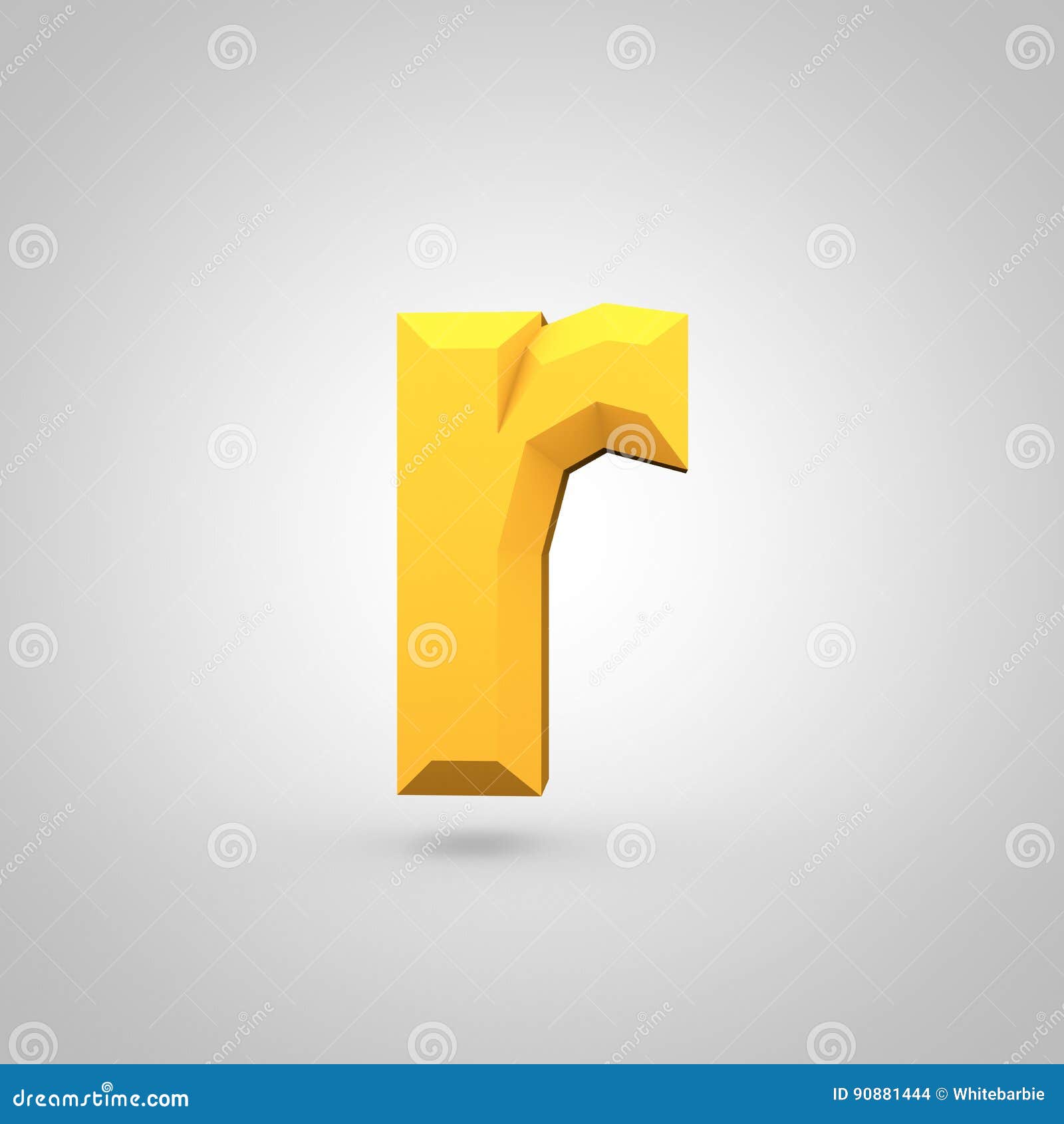 Yellow Low Poly Alphabet Letter R Lowercase Isolated on White ...