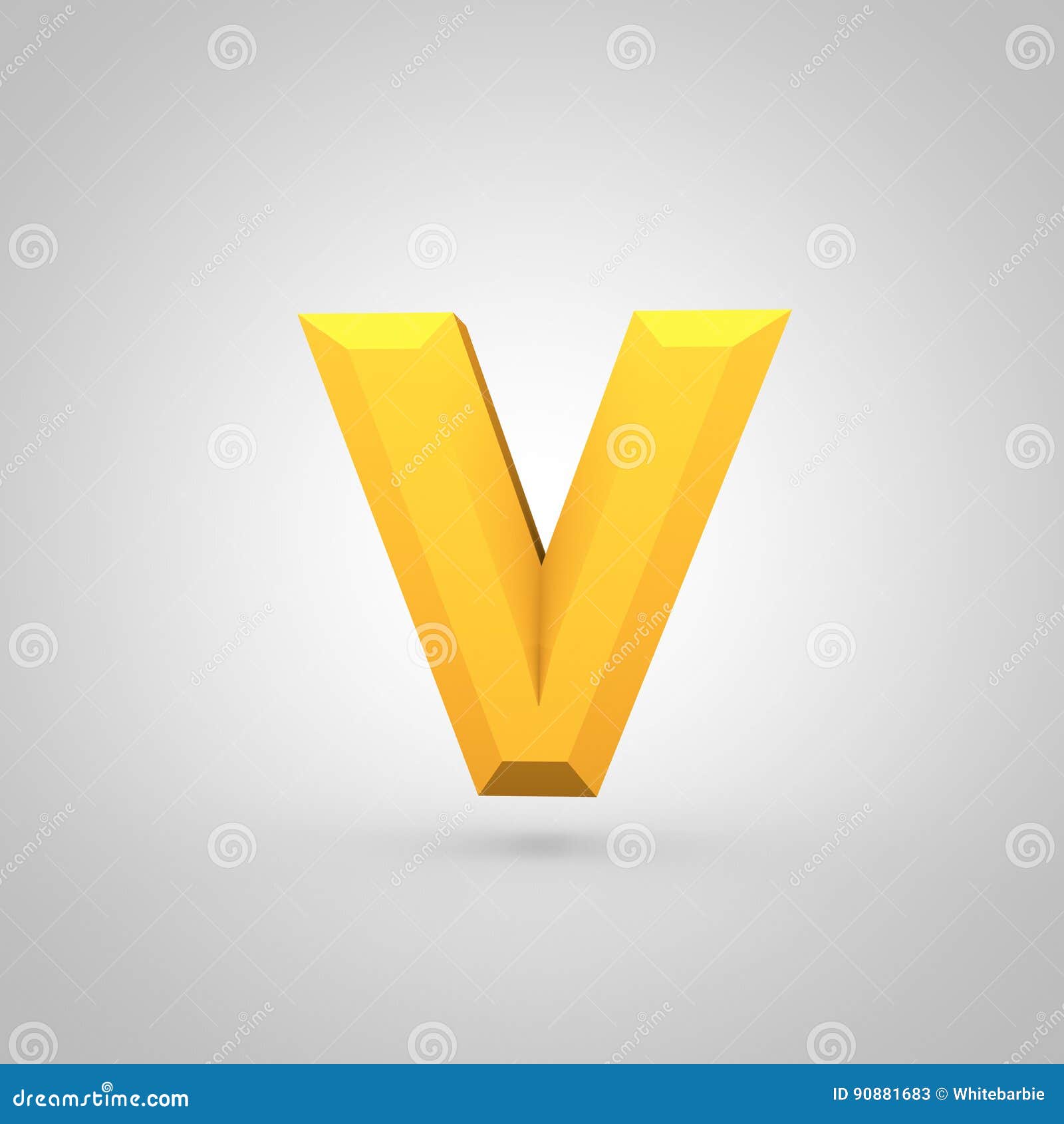 Yellow Low Poly Alphabet Letter V Lowercase Isolated on White ...