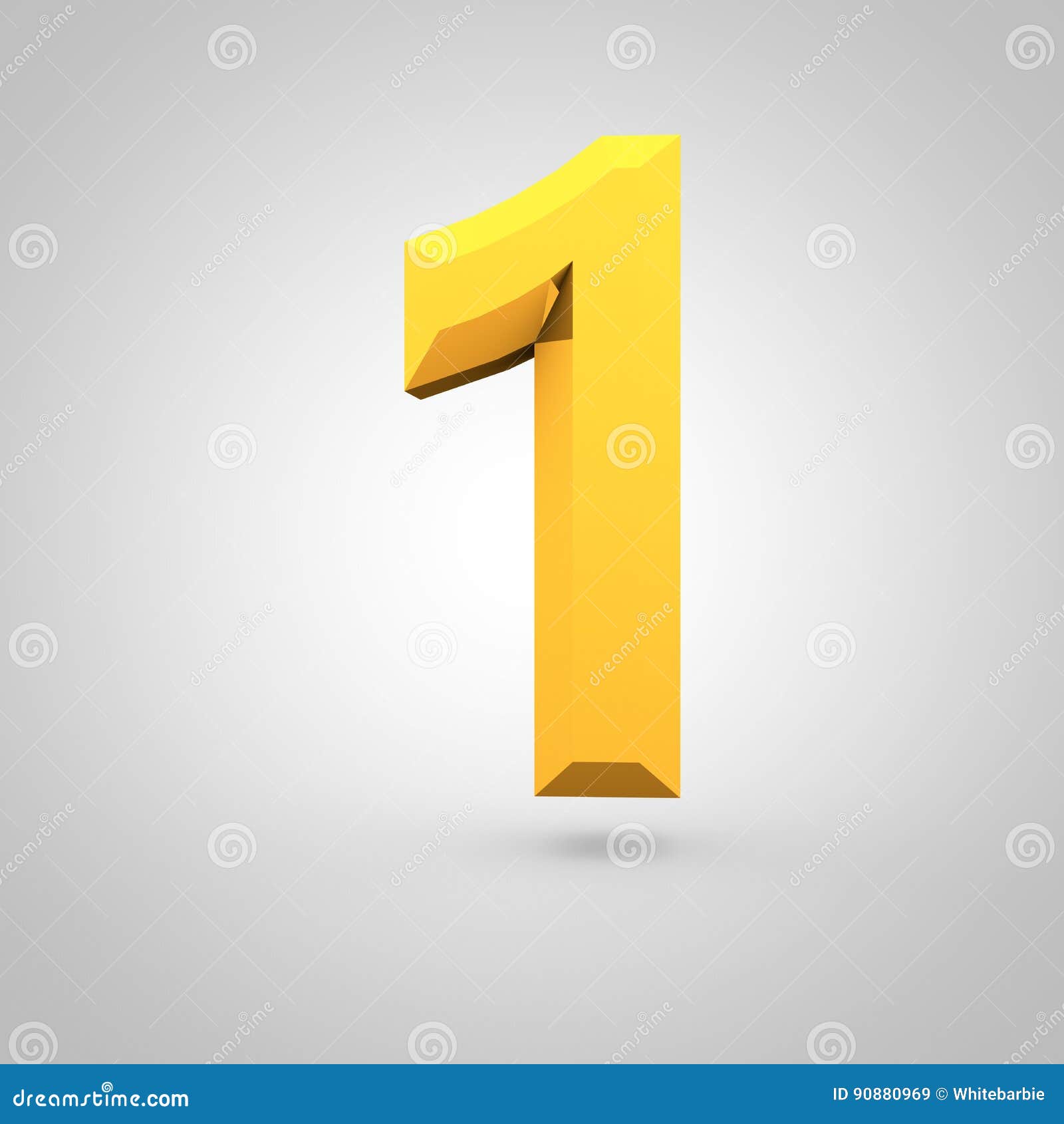 Yellow Low Poly Alphabet Number 1 Isolated on White Background. Stock ...