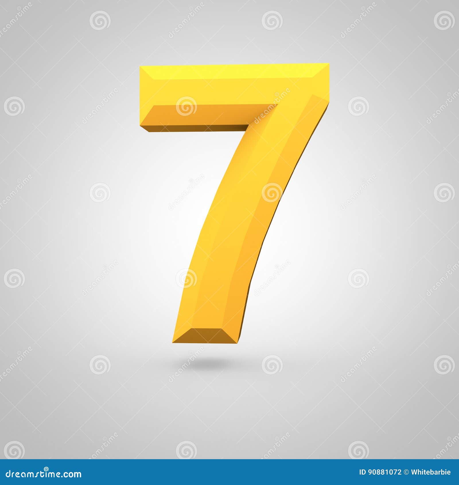 Yellow Low Poly Alphabet Number 7 Isolated on White Background. Stock ...