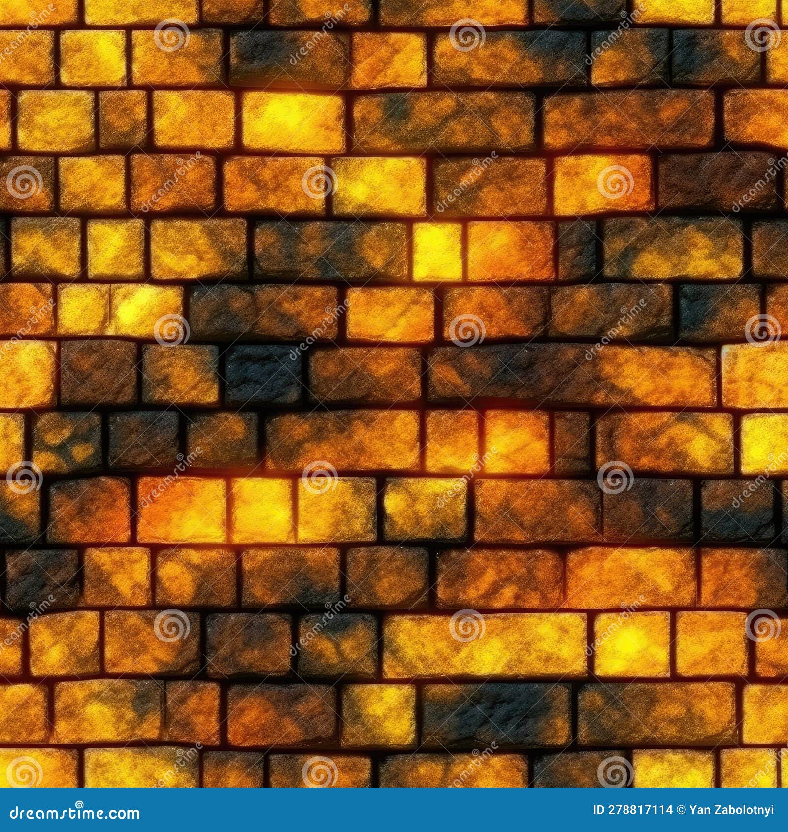 Yellow Luminescence Beautiful Brick Wall Texture Tile Seamless ...