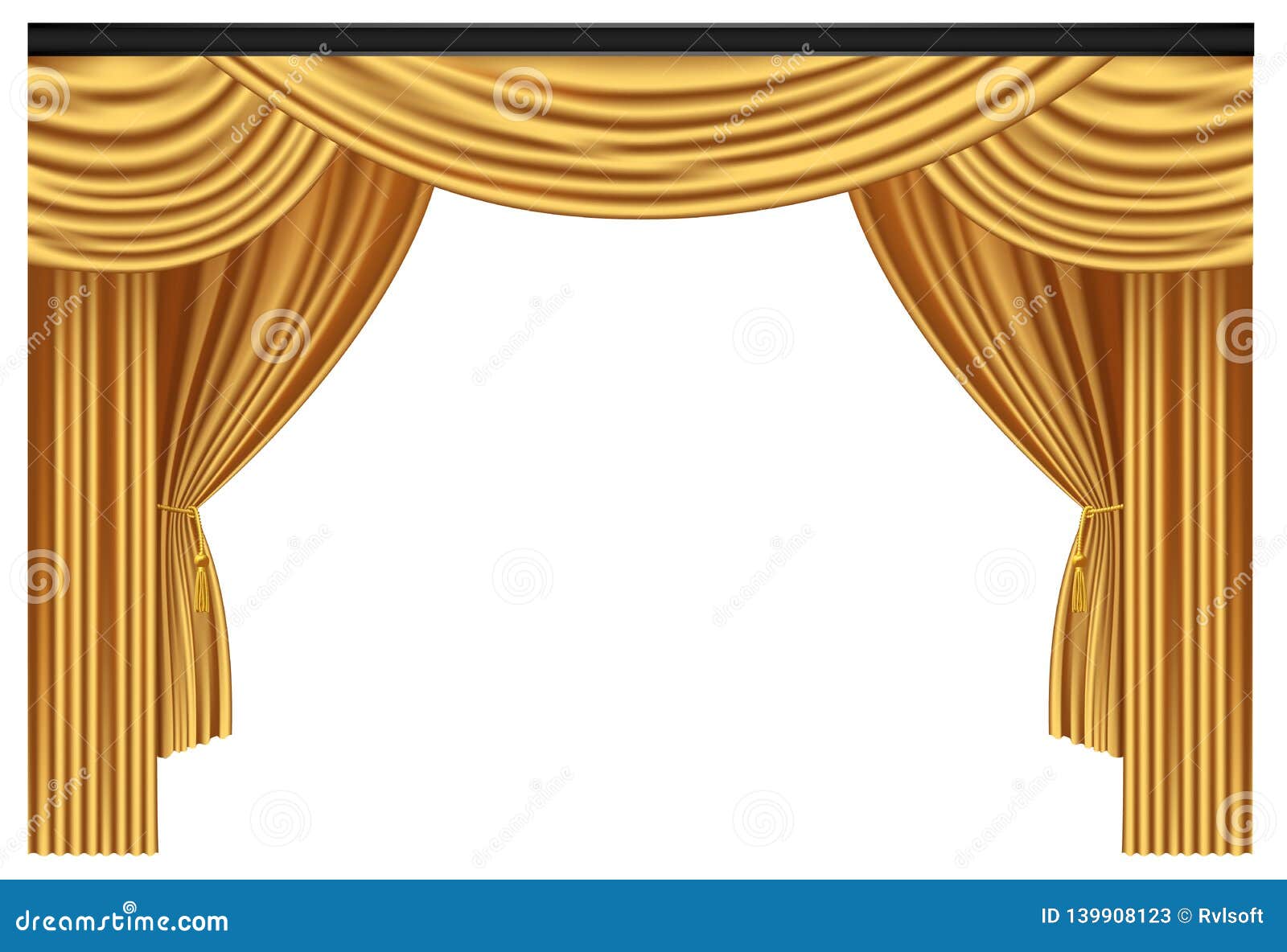 Yellow Luxury Curtains and Draperies on White Background Stock Vector ...