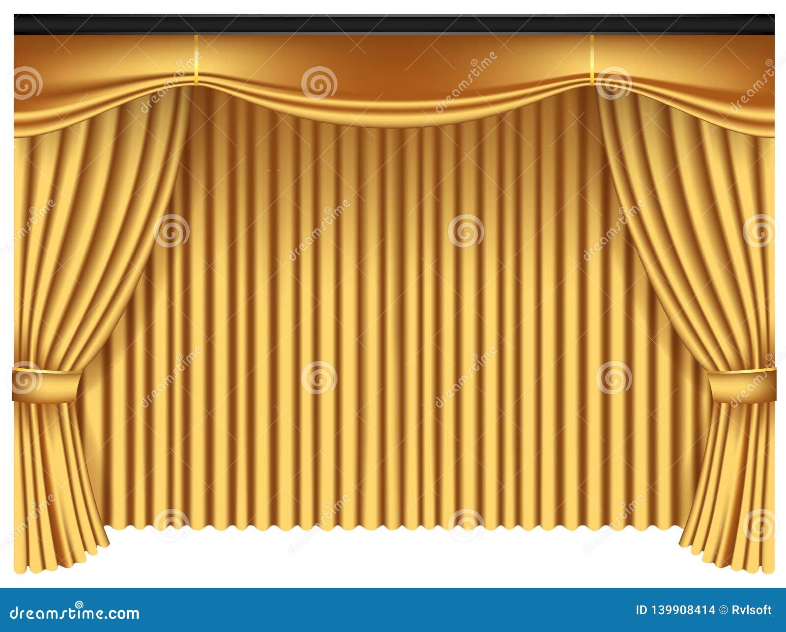 Yellow Luxury Curtains and Draperies on White Background Stock Vector ...