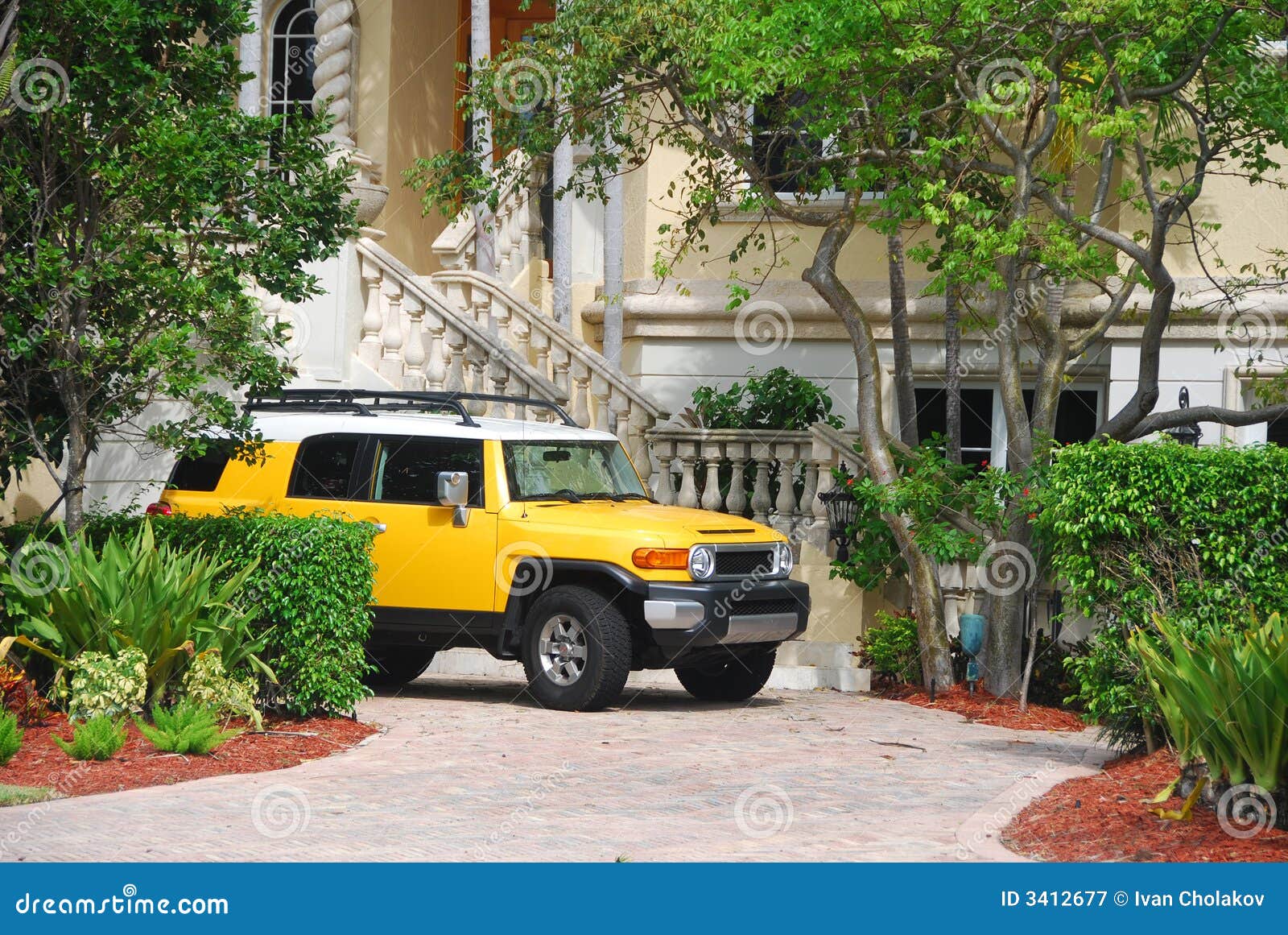 Yellow luxury SUV stock image. Image of success, sports - 3412677