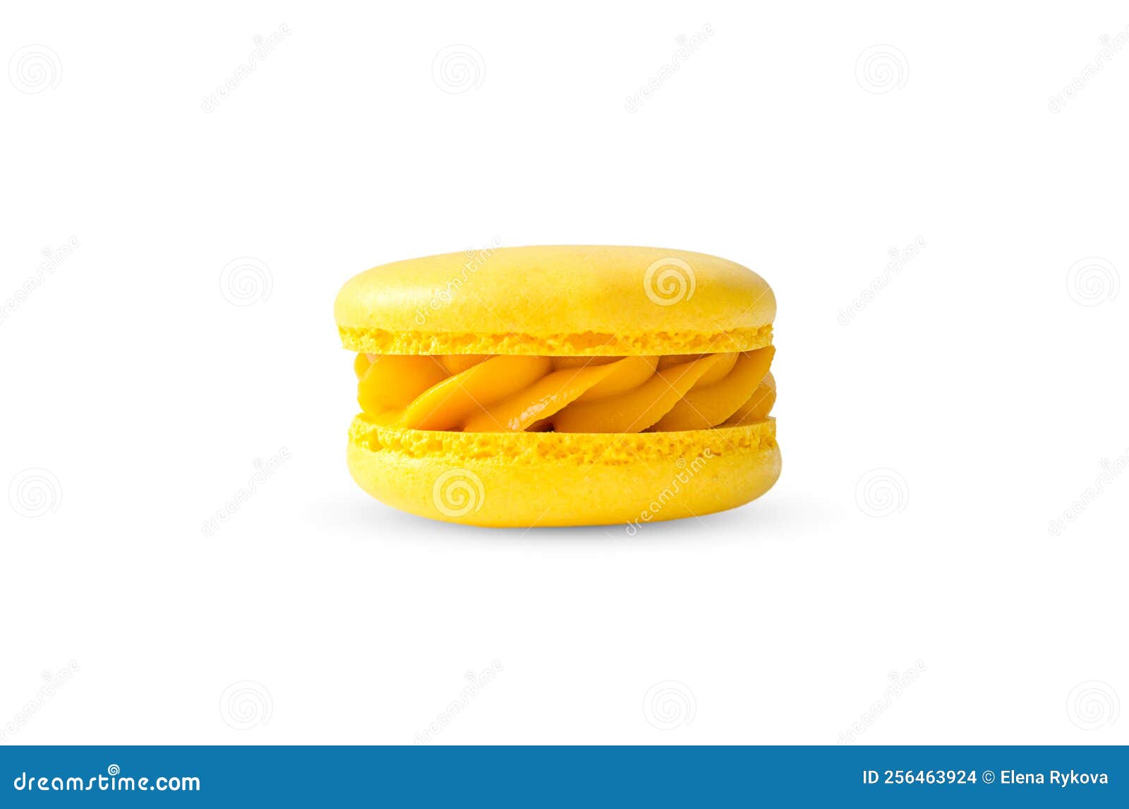 Yellow Macaron with Curdled Cream Isolated on White Stock Photo - Image ...